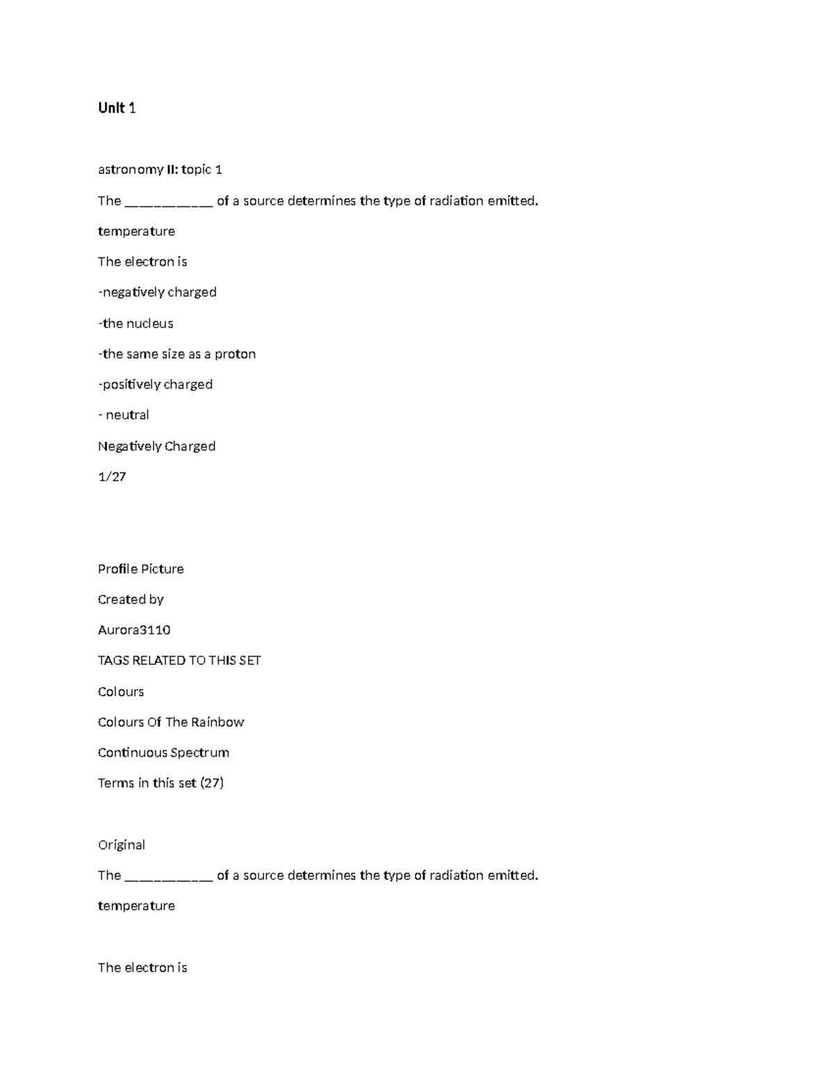 Astro ll study guide - Unit 1 astronomy II: topic 1 The ____________ of ...