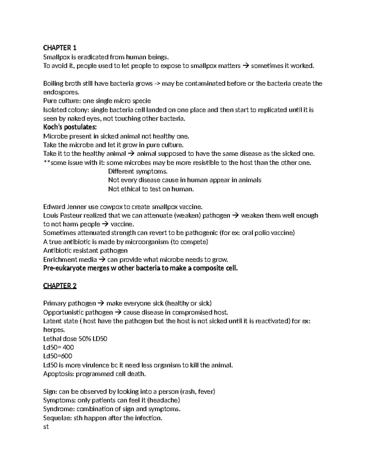 Microbio chapter 1 2 - notes - CHAPTER 1 Smallpox is eradicated from ...