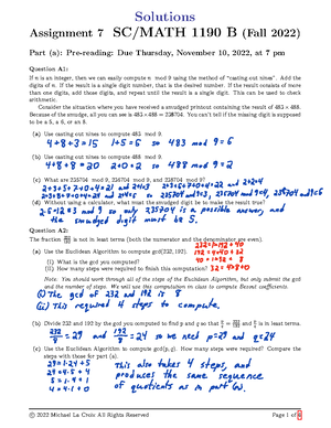 MATH 1190 Assignment - MATH 1190 - Studocu