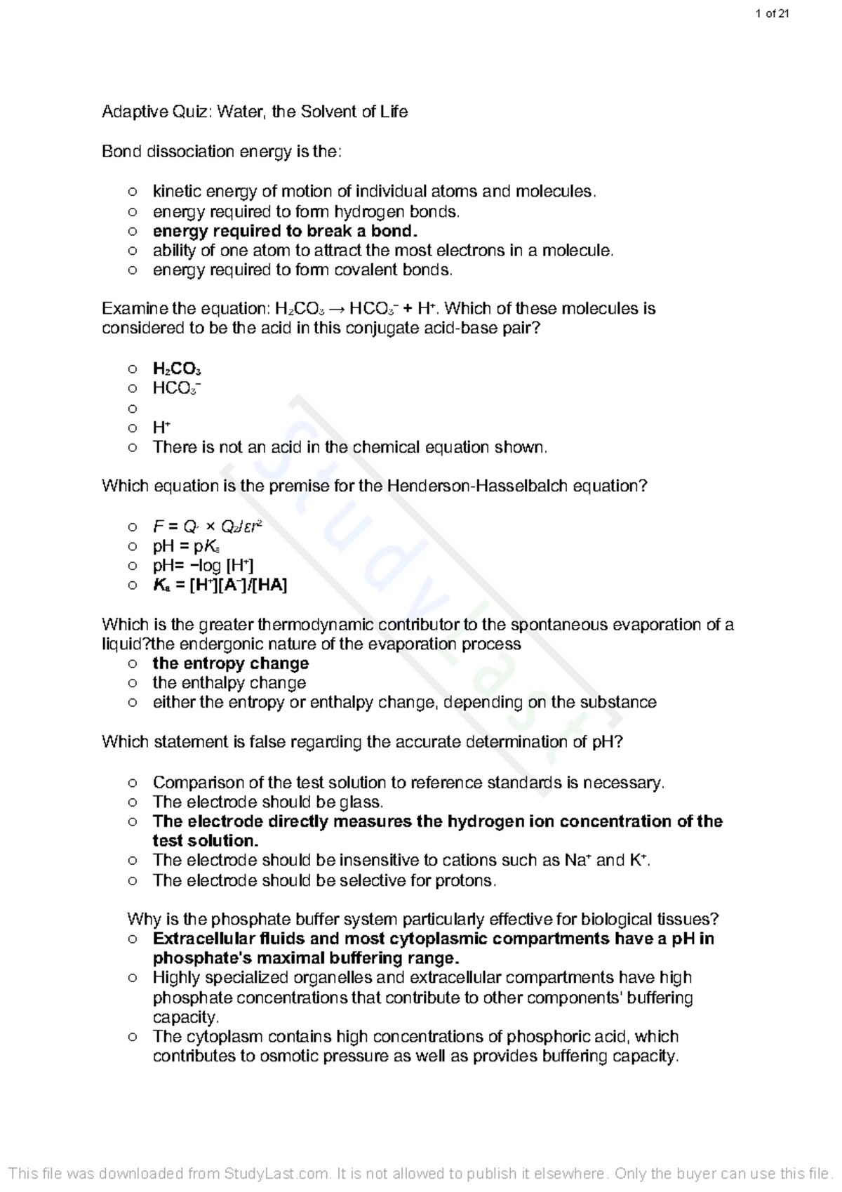 BC2001-UCC-practice-MCQs-with-answers - Adaptive Quiz: Water, the ...
