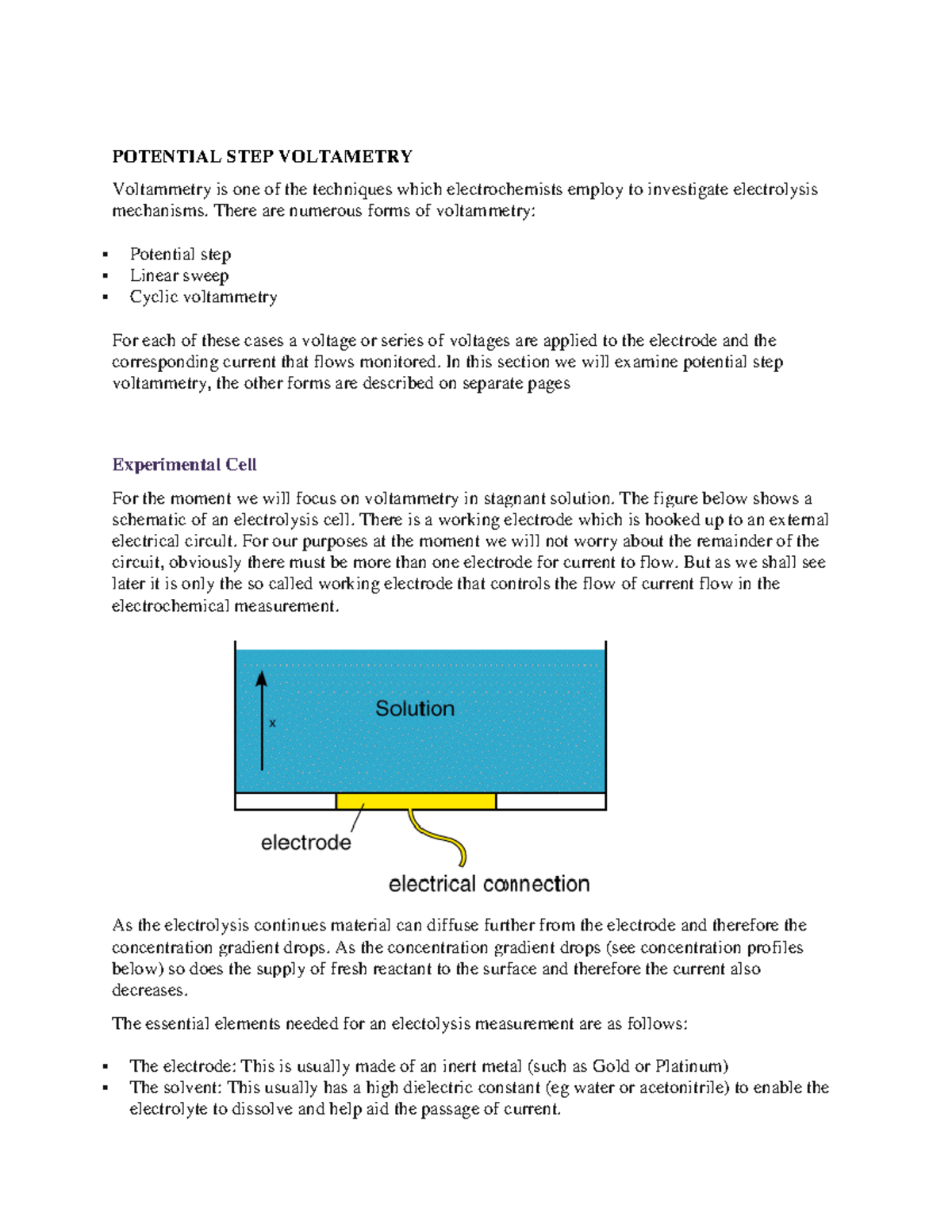 Potential STEP Voltametry - POTENTIAL STEP VOLTAMETRY Voltammetry is ...