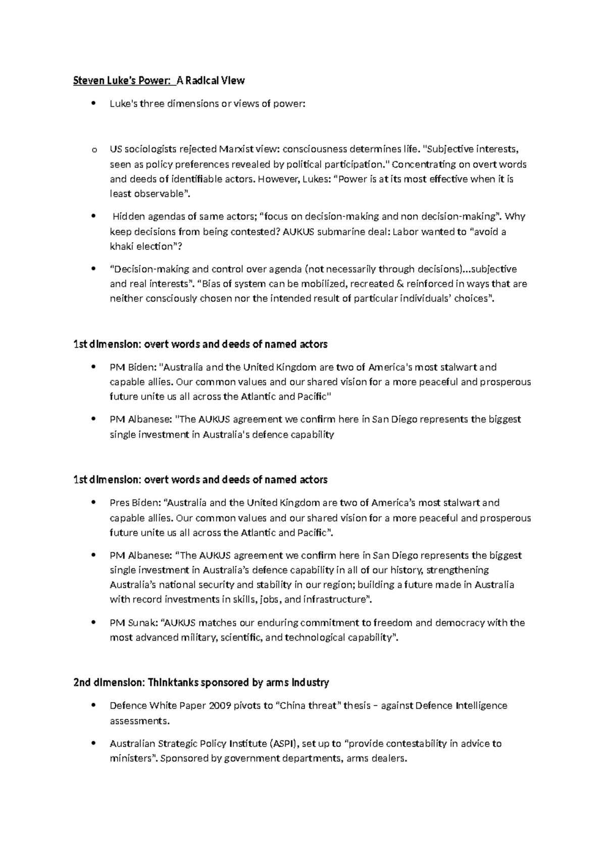 Power Lecture - Steven Luke's Power: A Radical View Luke's three ...