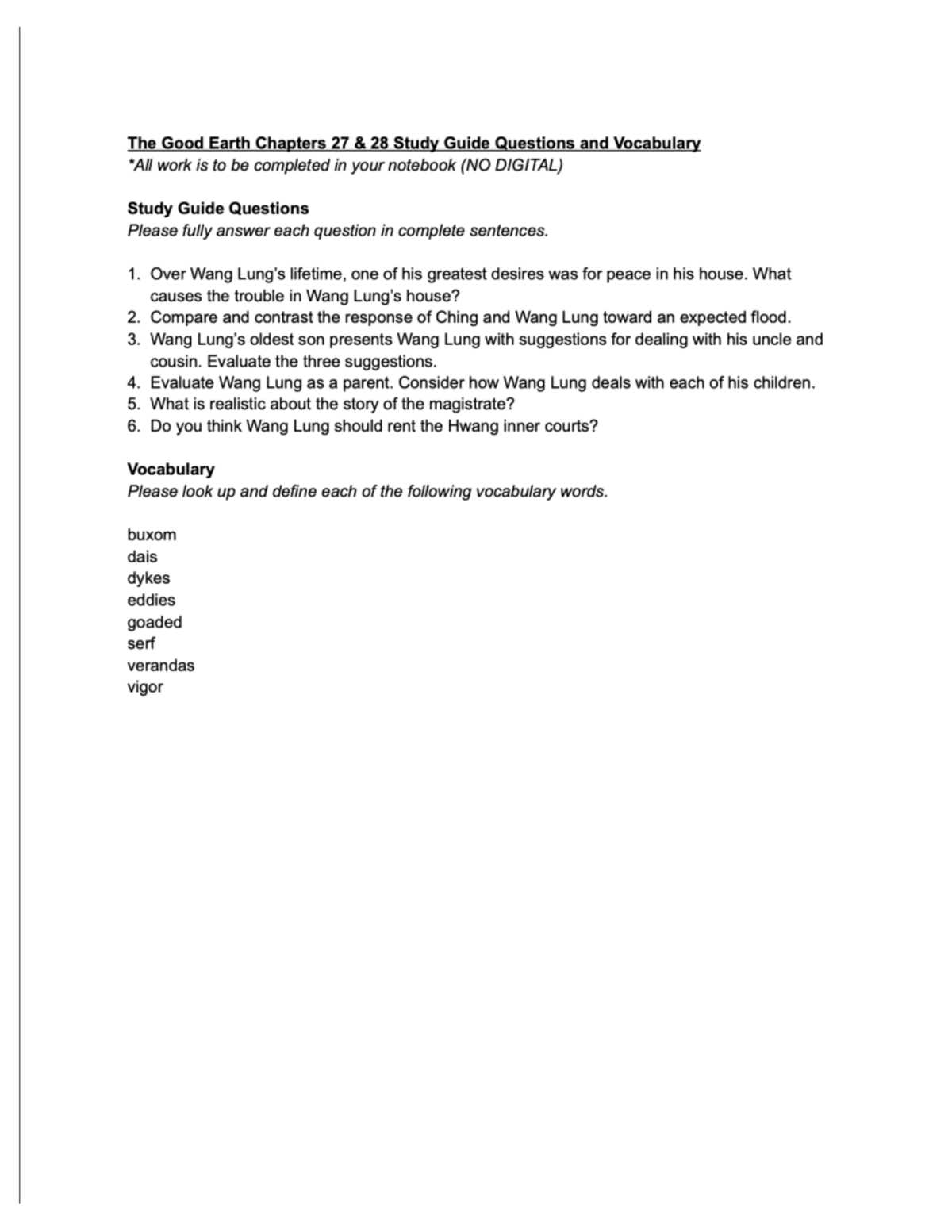 The Good Earth Chp 27-28 Study Guide - Studocu