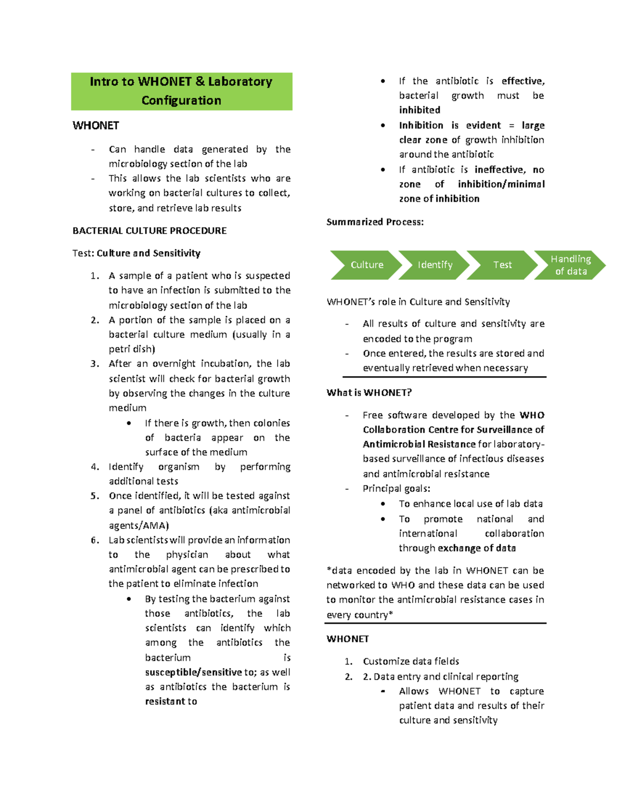 7- Notes - Intro to Whonet and Laboratory Configuration - Intro to ...