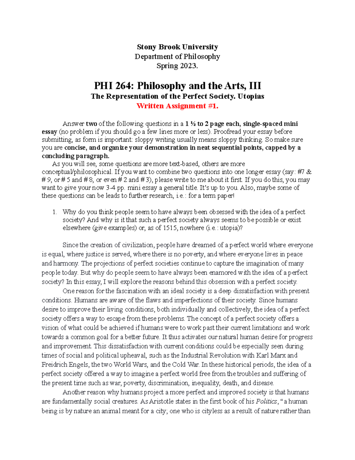 Maxwell Montague - Assignment # 1 - Stony Brook University Department of Philosophy Spring 2023 ...