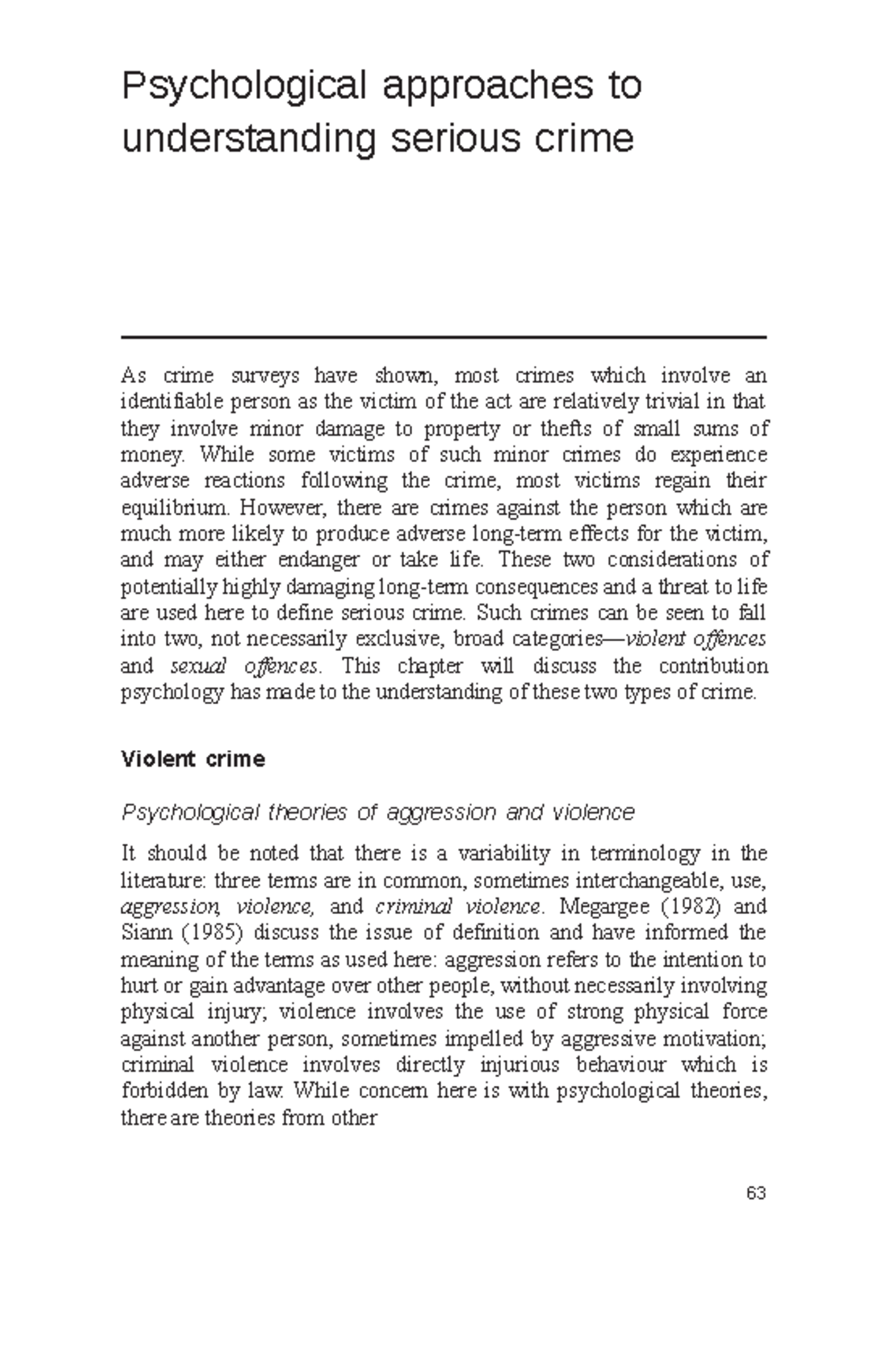 The Psychological approaches to understanding serious crime ...