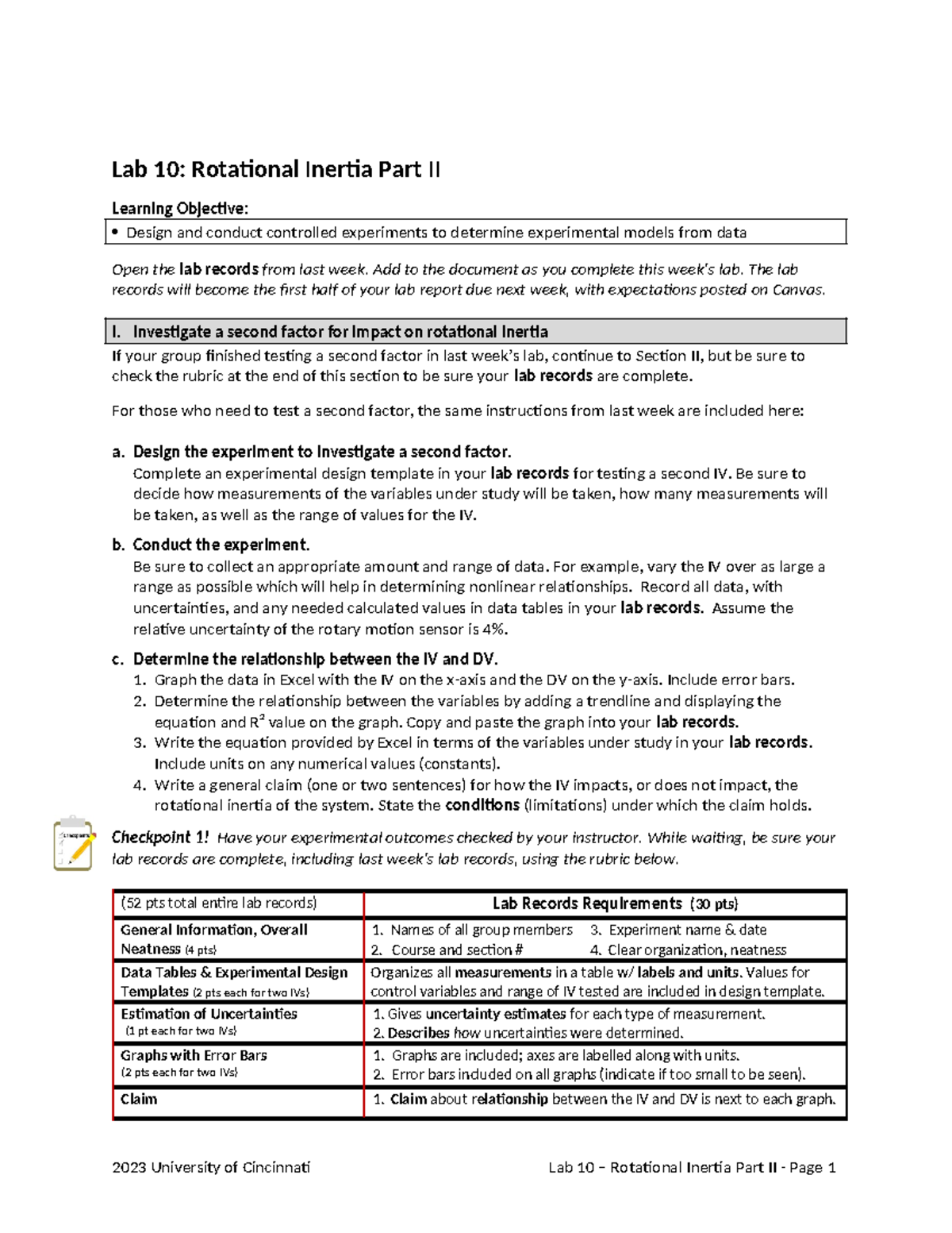 Lab 10 - Rotational Inertia Part II - Lab 10: Rotational Inertia Part ...