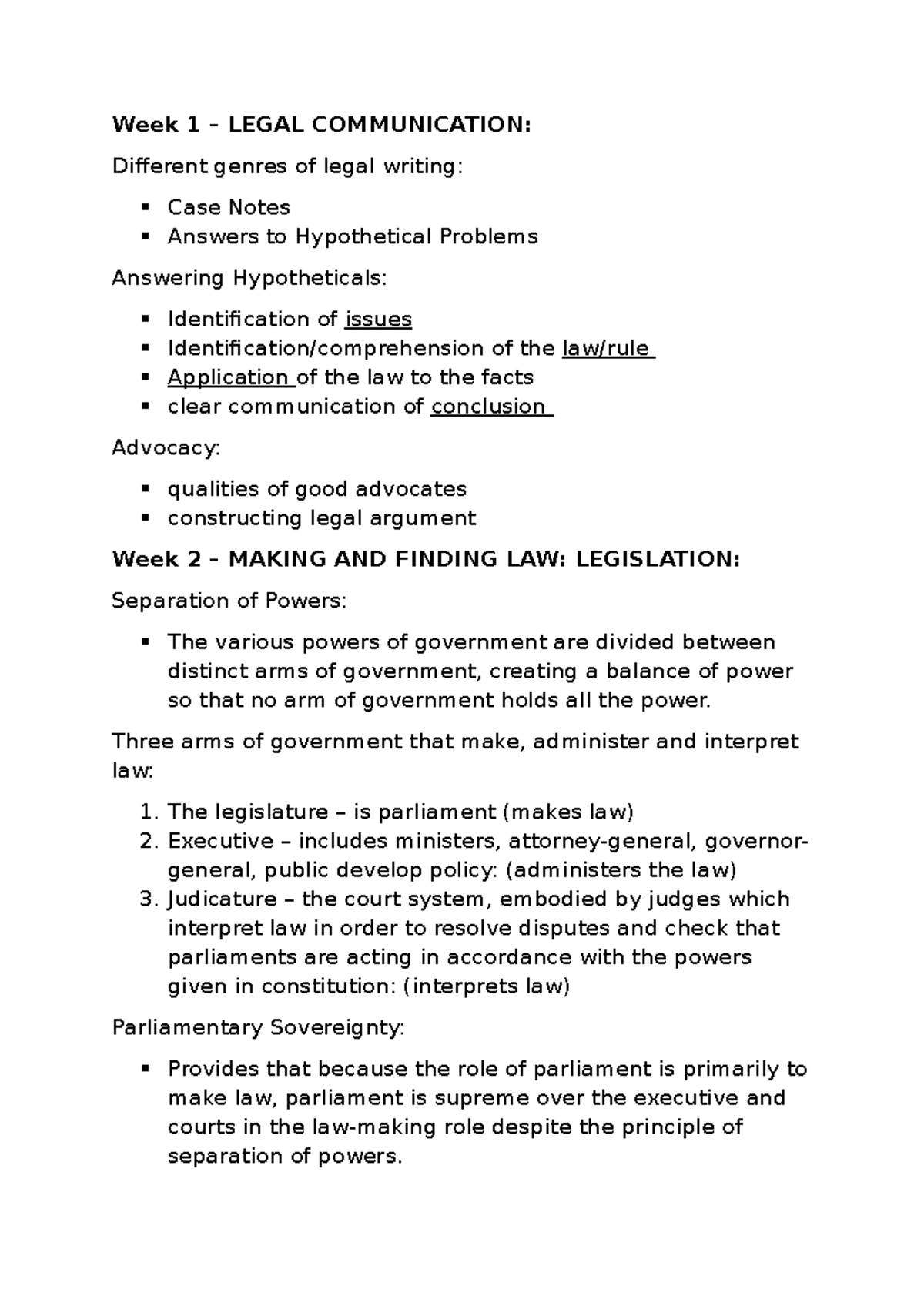 Foundations of law exam notes - Week 1 – LEGAL COMMUNICATION: Different ...