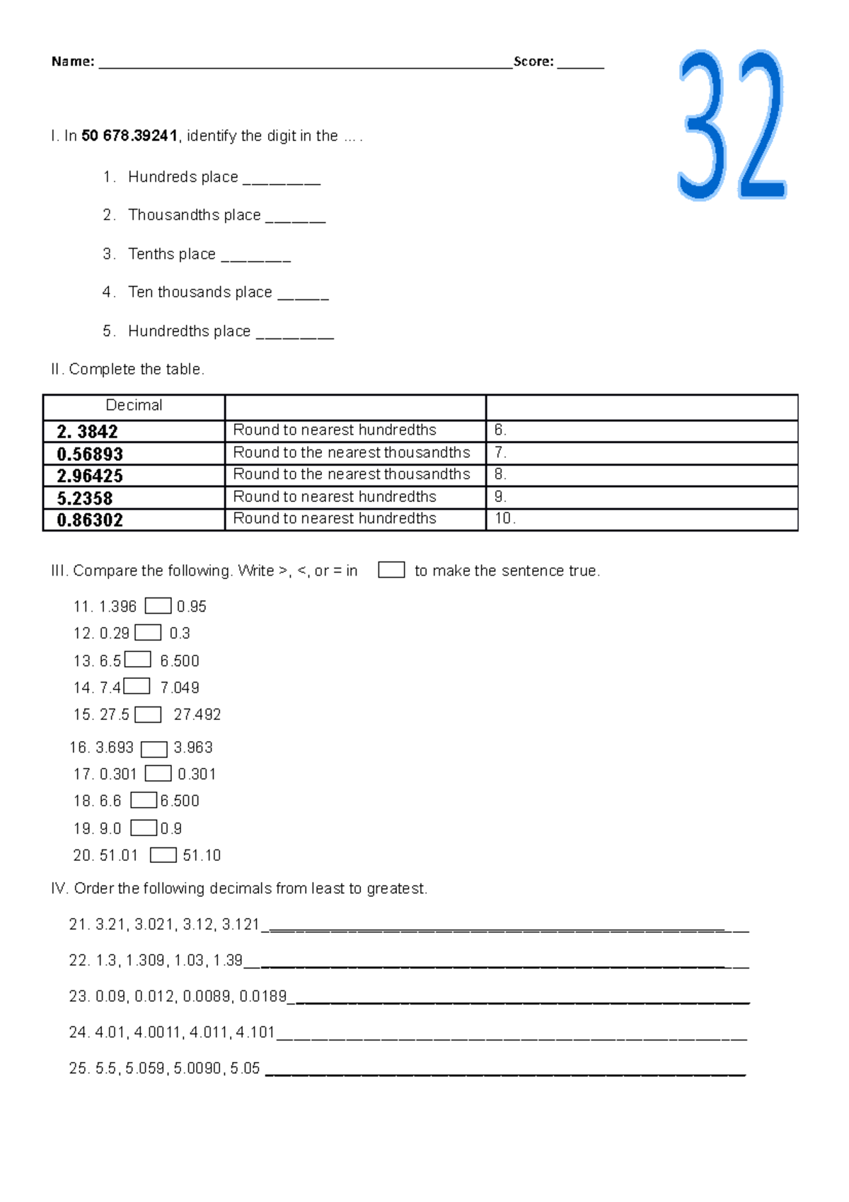 Pre Post test for Assessment of the learners - Name: - Studocu