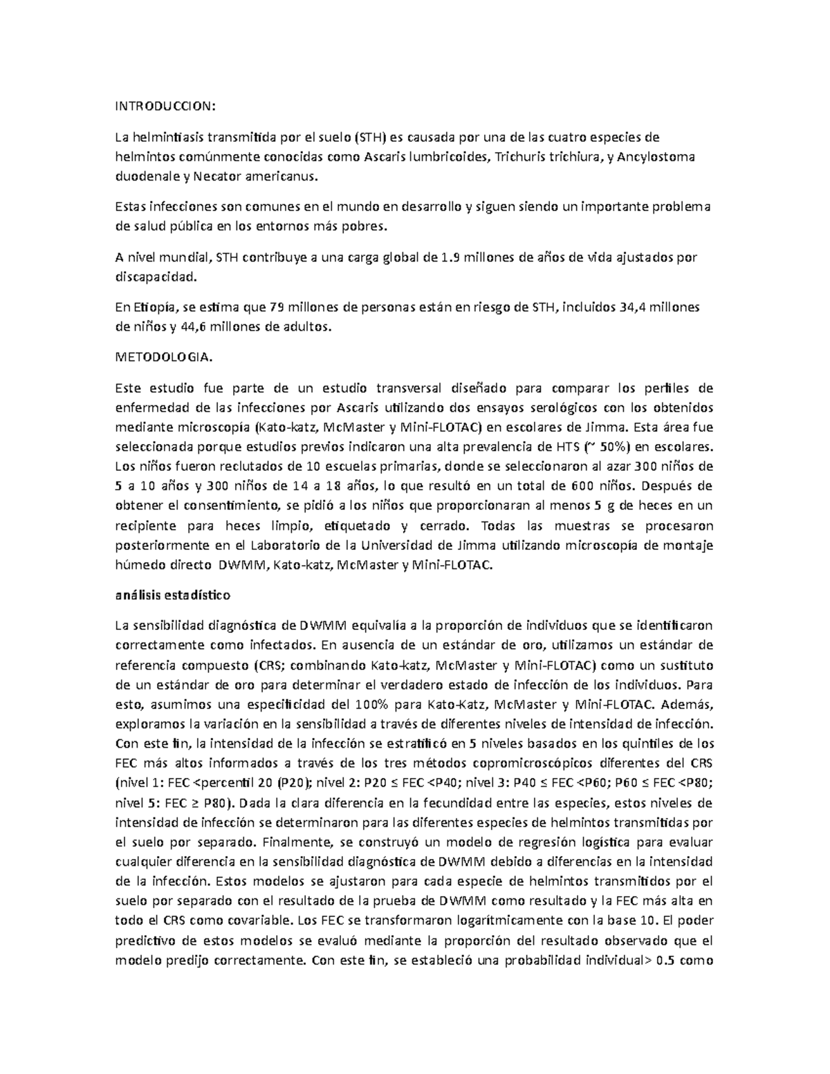 Articinfex - INTRODUCCION: La helmintiasis transmitida por el suelo ...
