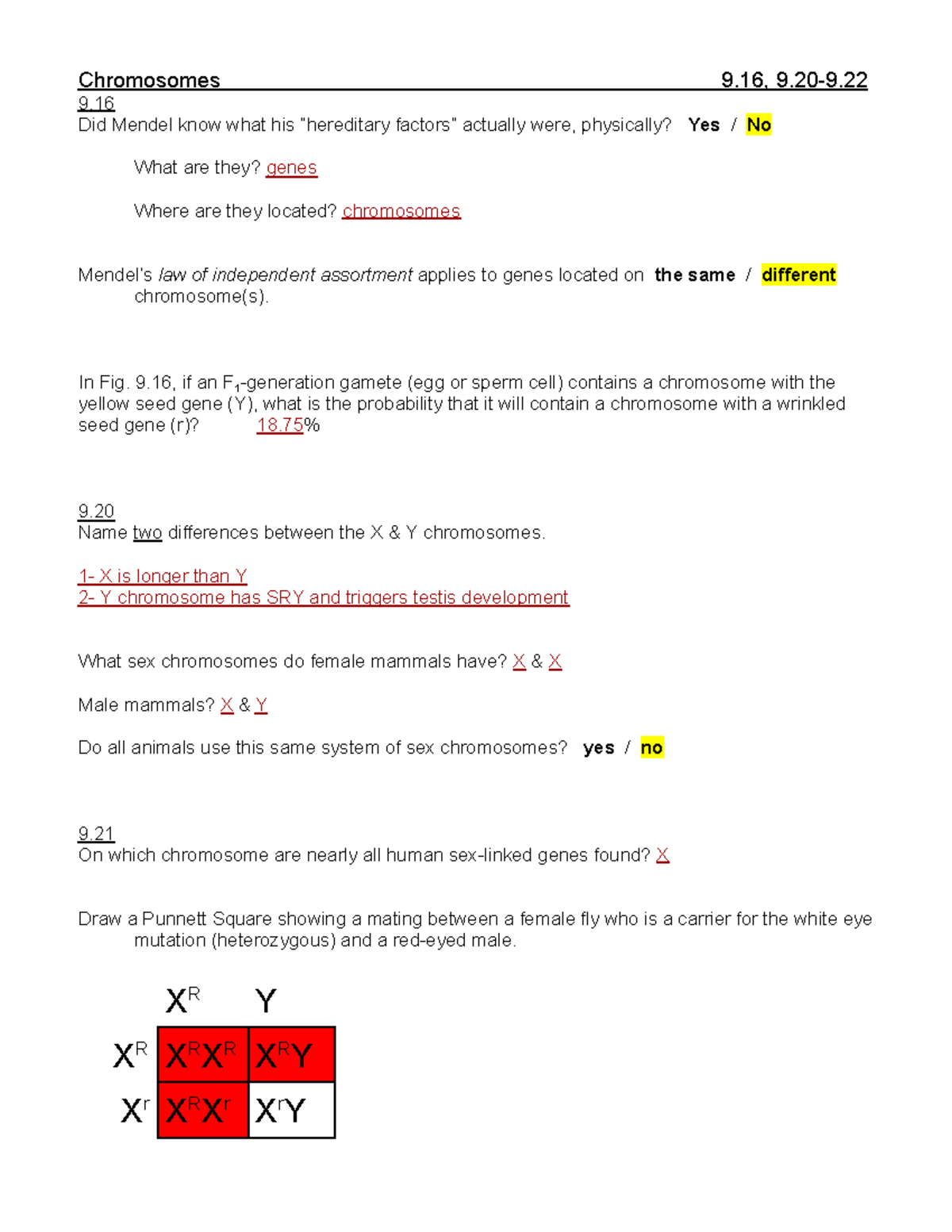 Chromosomes Guided Notes - Chromosomes 9, 9-9. 9. Did Mendel know what ...