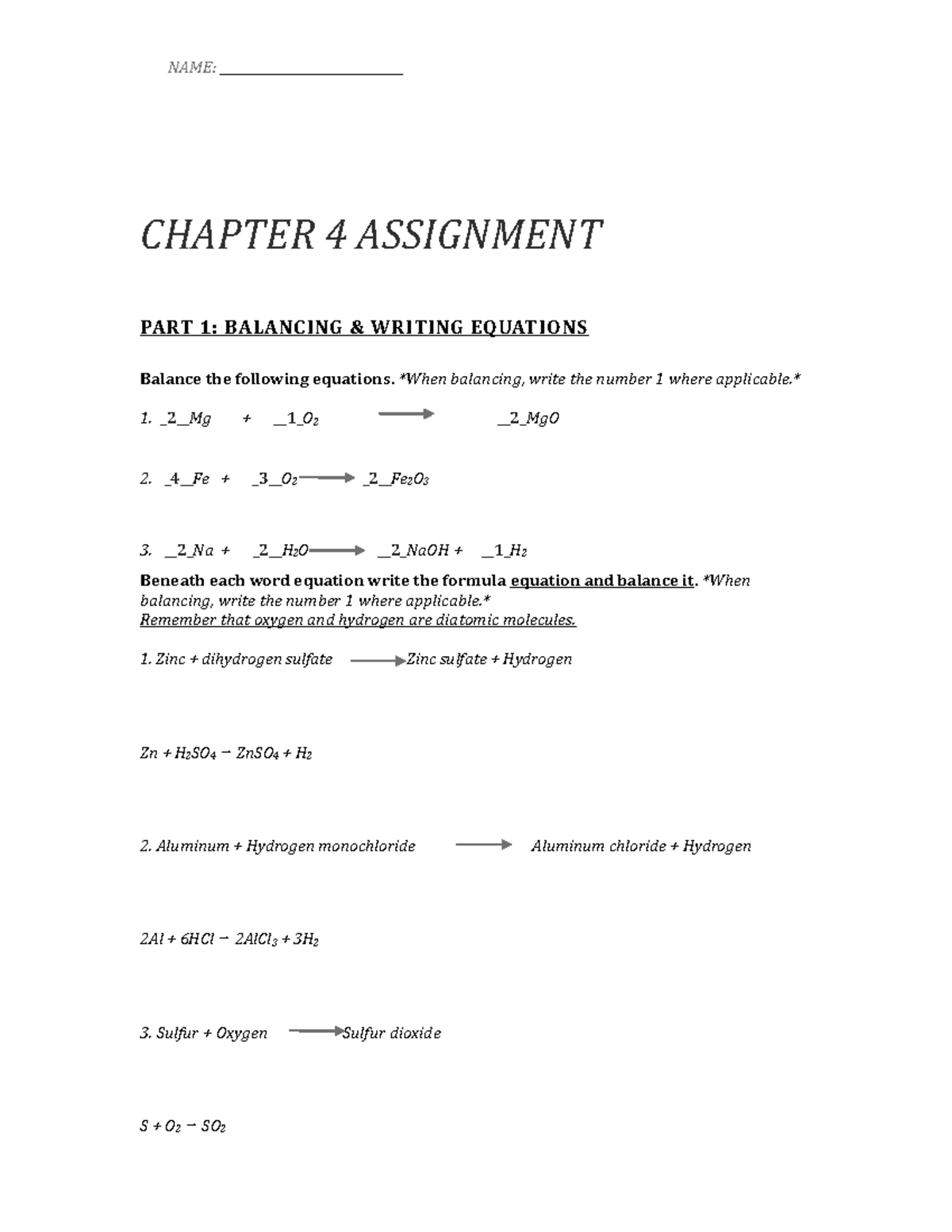 151CH4-1 - Assignment - NAME: _____________________________ CHAPTER 4 ...