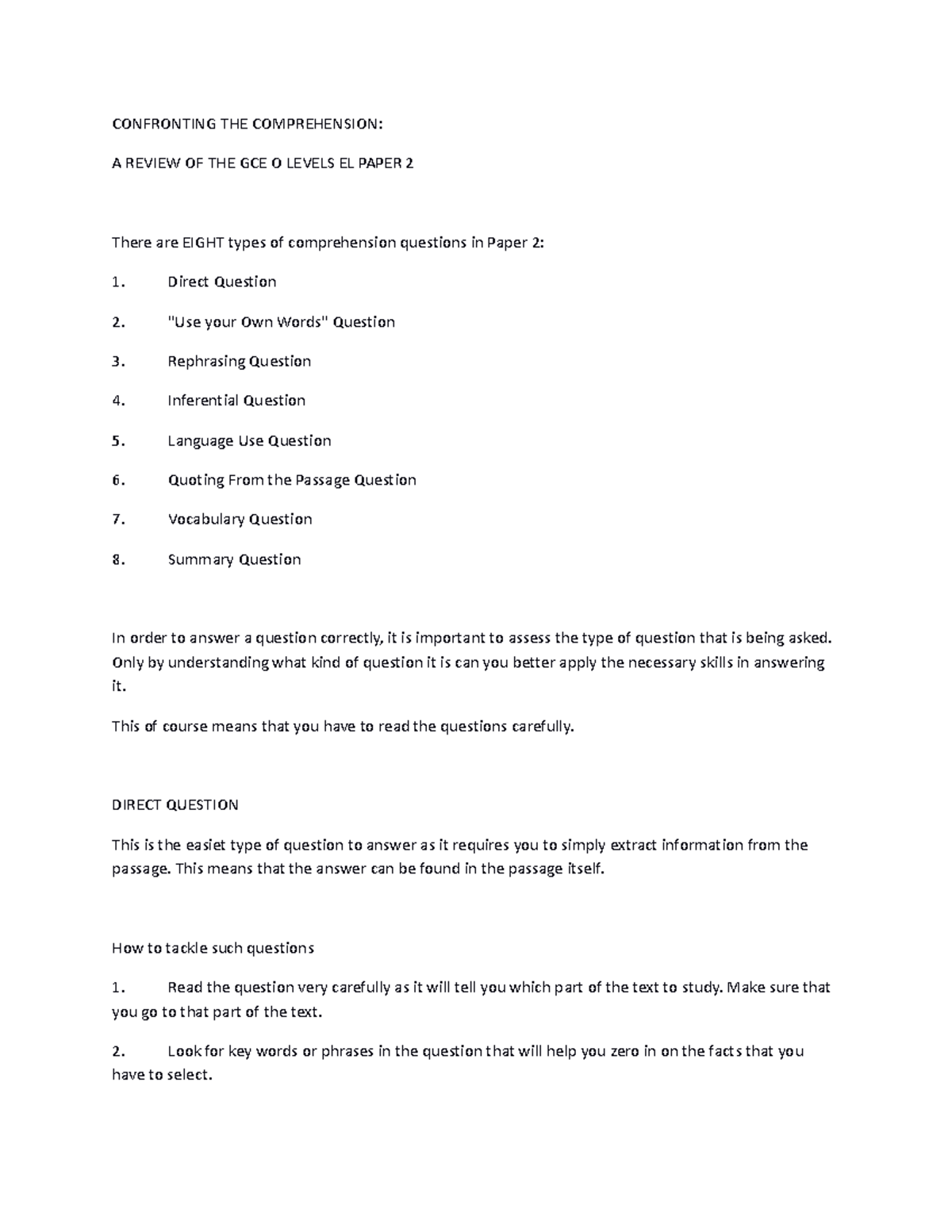 Teaching Comprehension - CONFRONTING THE COMPREHENSION: A REVIEW OF THE ...