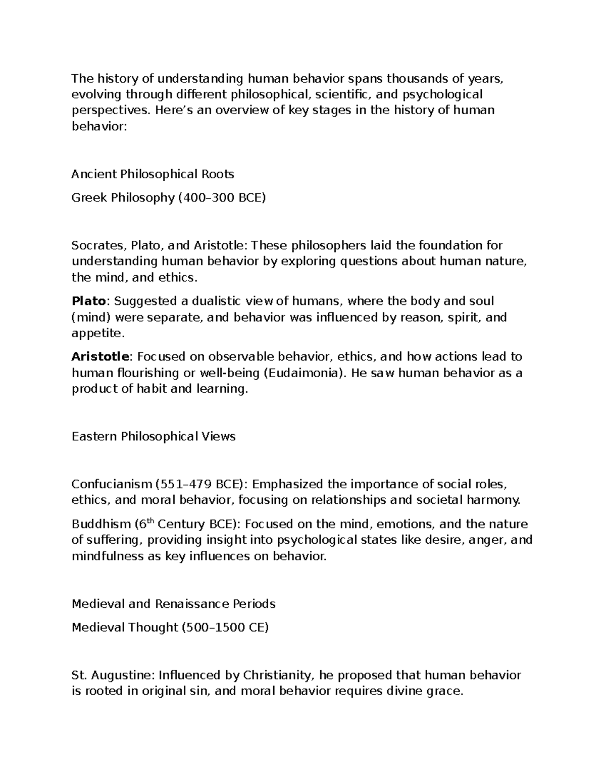 History of human behavior - The history of understanding human behavior ...