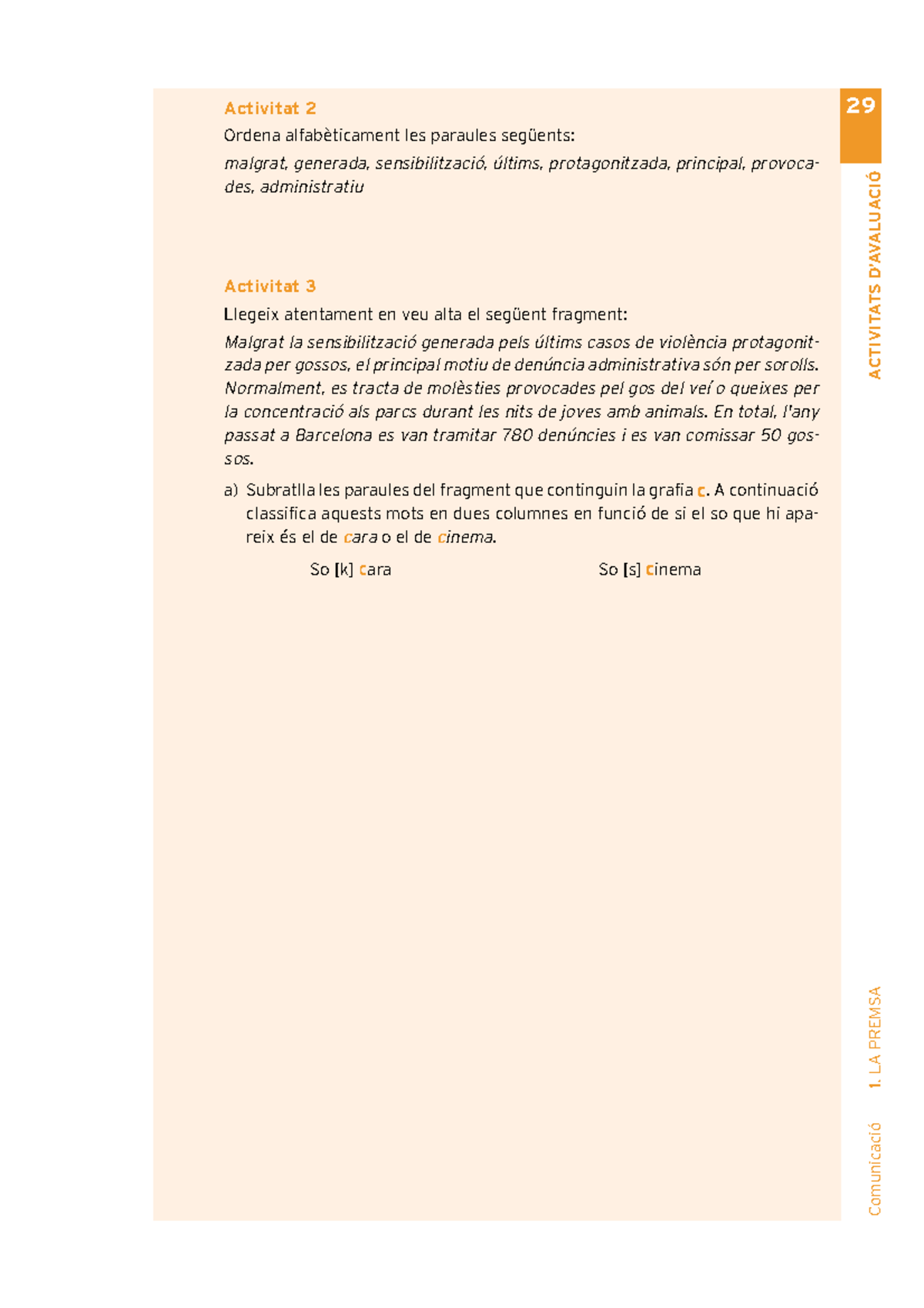 454008198 Fonetica Exercicis pdf - Comunicació 1. LA PREMSA ACTIVITATS D’AVALUACIÓ Activitat 2 ...