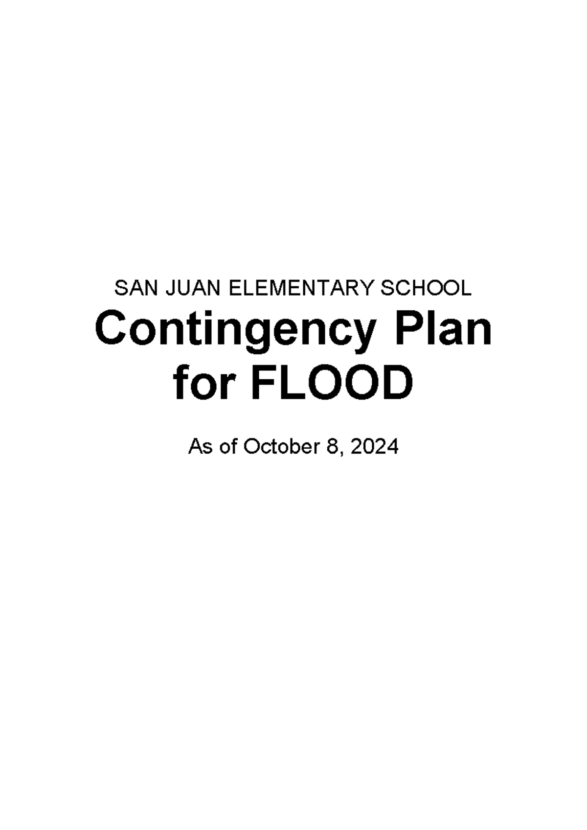 Sample Contingency Plan - SAN JUAN ELEMENTARY SCHOOL Contingency Plan ...