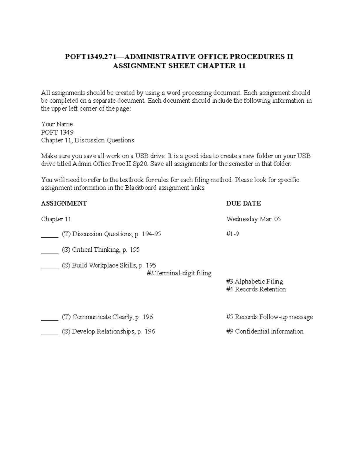 Chapter 11 Instructions - POFT1349—ADMINISTRATIVE OFFICE PROCEDURES II ...