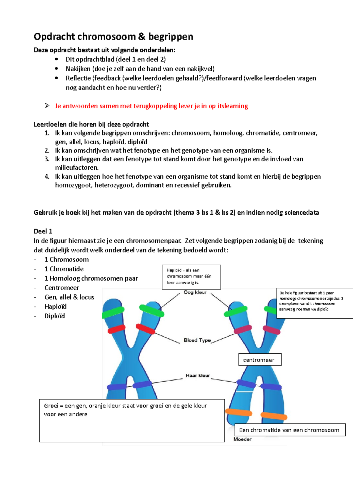 2021 opdracht chromosomen en begrippen - Opdracht chromosoom ...