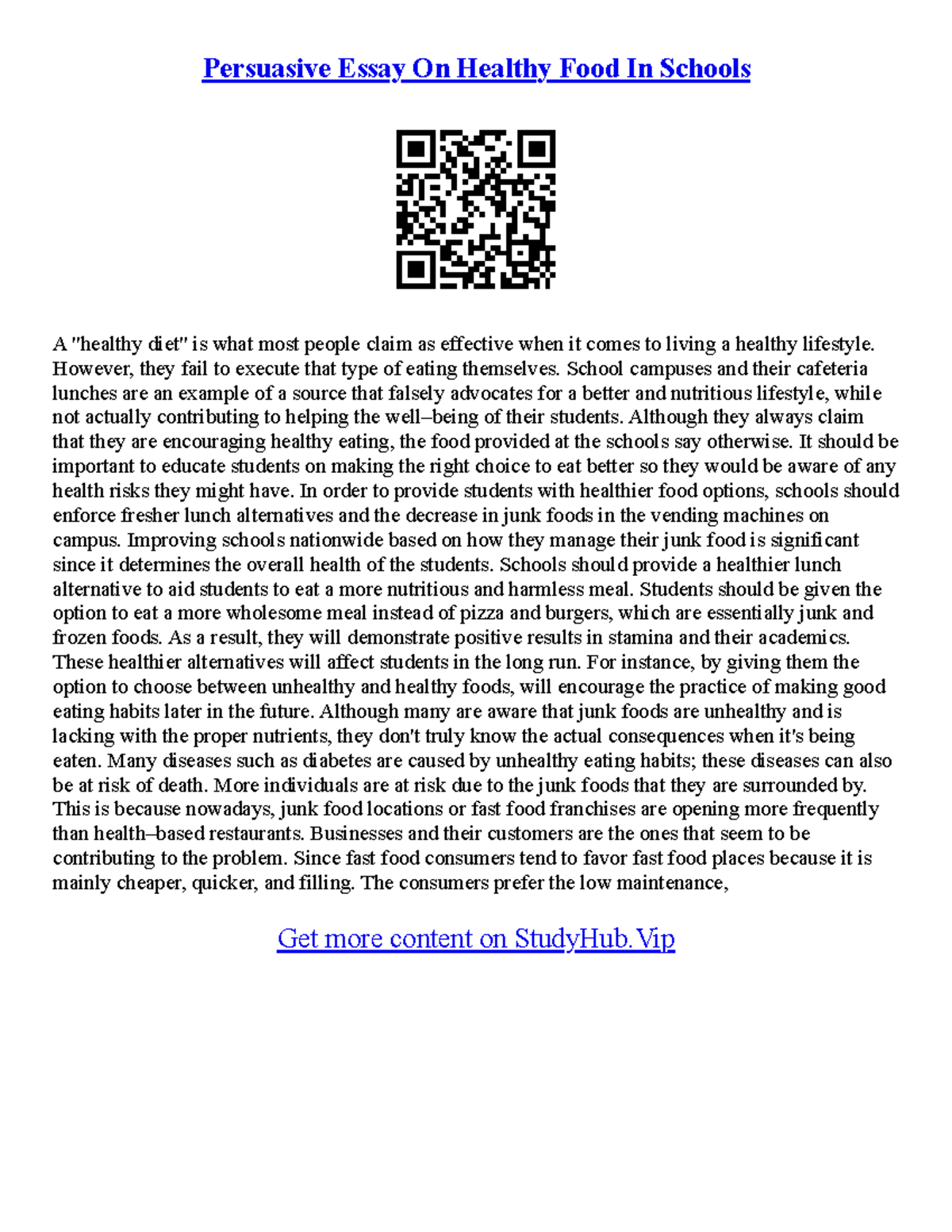 Essay On Healthy Foods - However, they fail to execute that type of ...