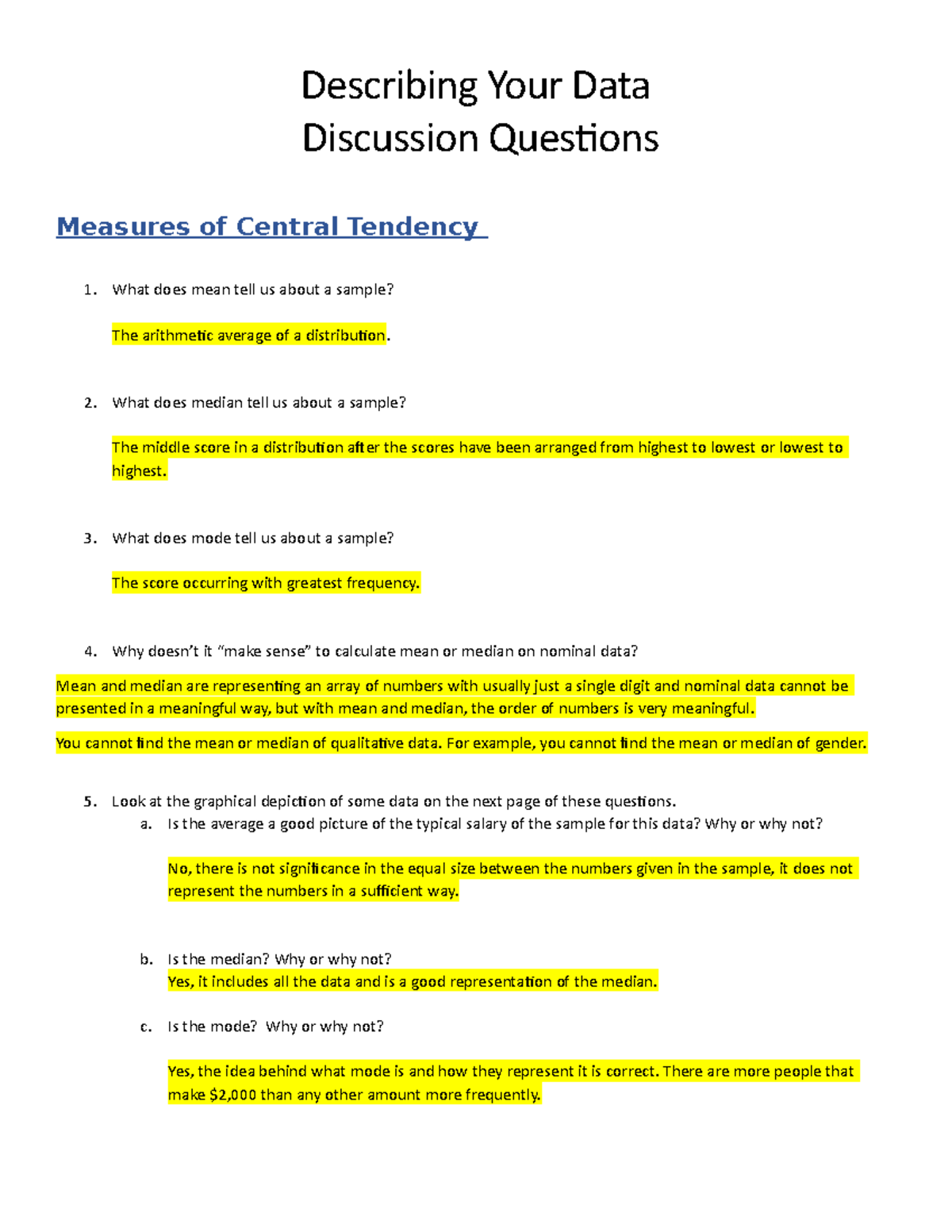 2Descriptive Stats - Describing Your Data Discussion Questions Measures ...