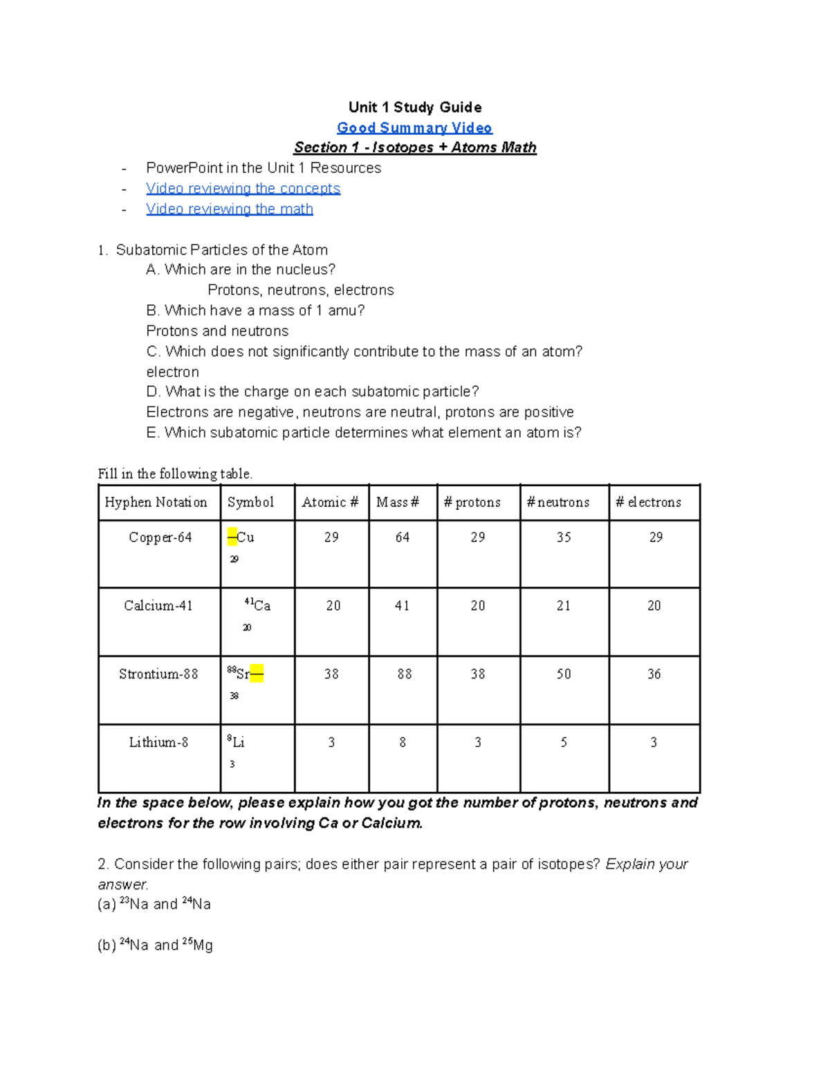 Jesse Dantzler - Unit 1 Study Guide 2023- Online Version - Unit 1 Study ...