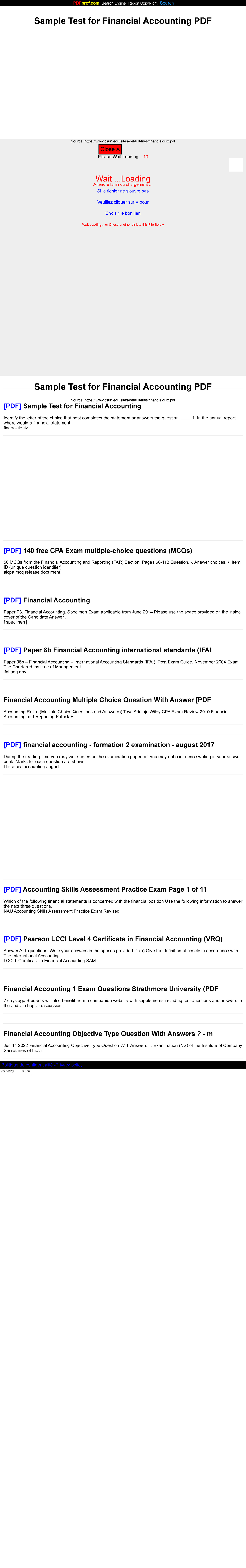 Sample Test for Financial Accounting PDF PDFprof - Sample Test for ...