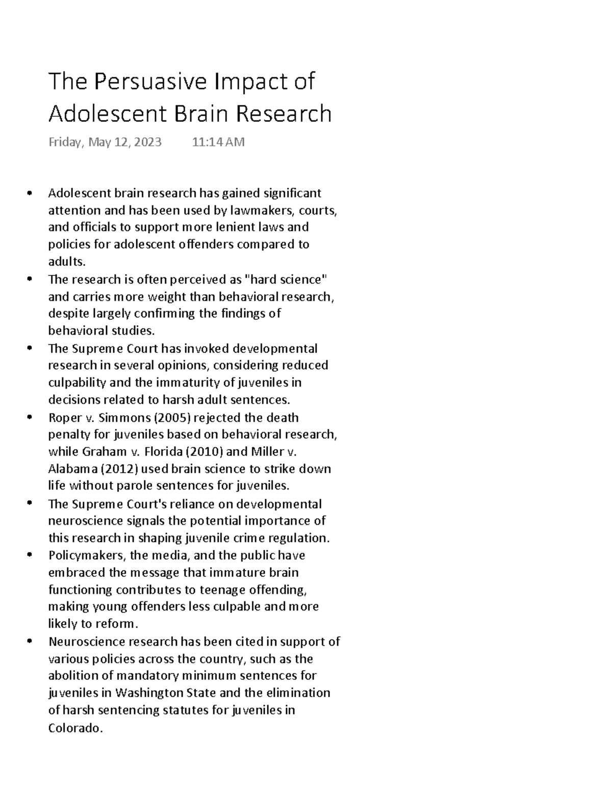 The Persuasive Impact of Adolescent Brain Research - Adolescent brain ...