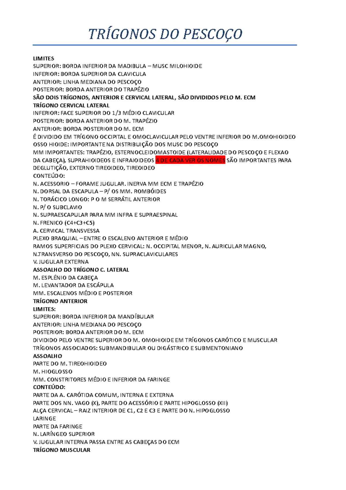 Anatomia II - Trígonos DO Pescoço - TRÍGONOS DO PESCOÇO LIMITES ...