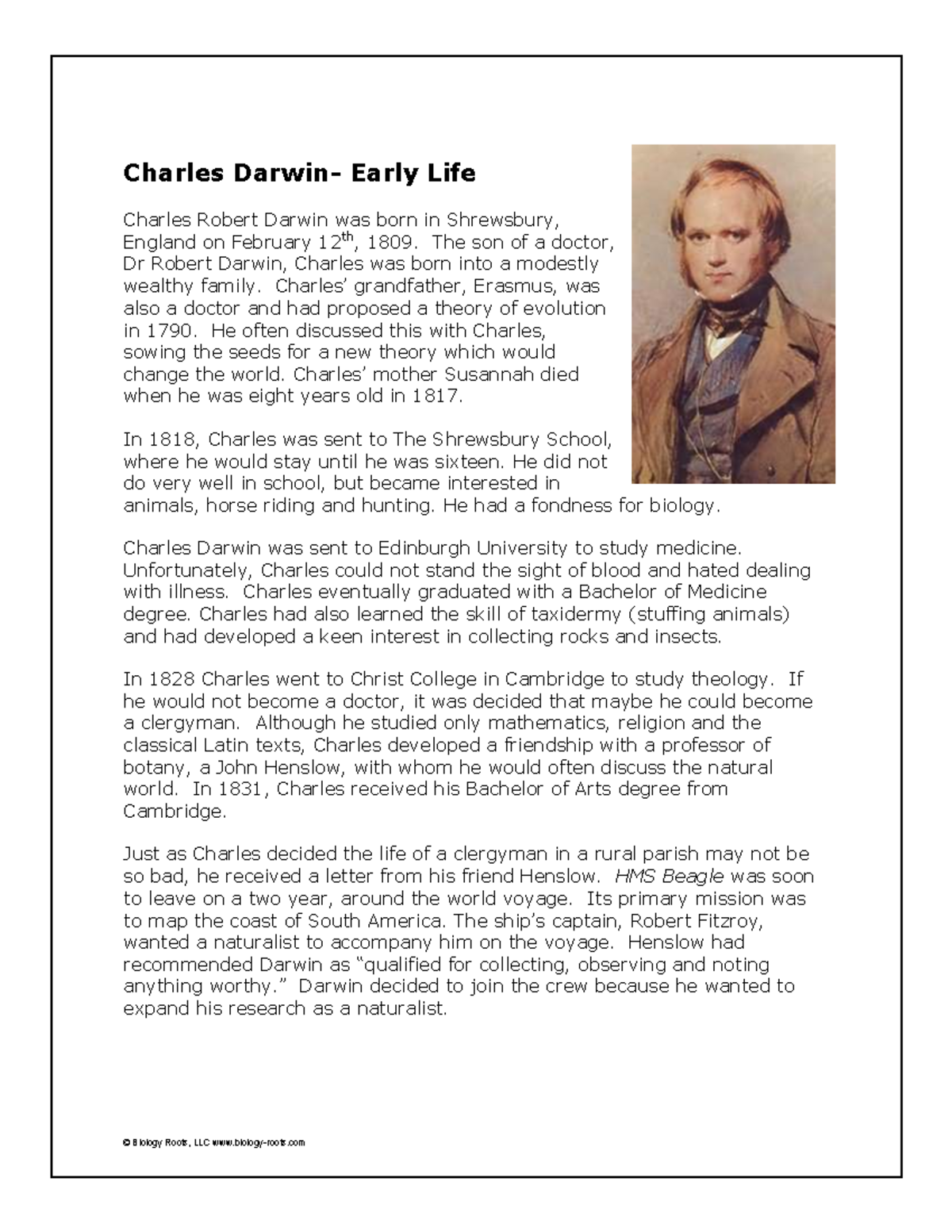 Charles Darwin Interview - Charles Darwin- Early Life Charles Robert ...