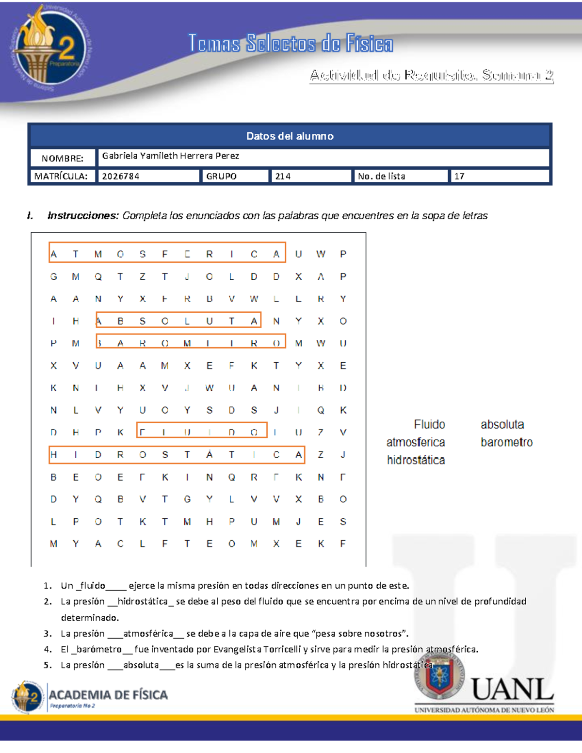 TSF Actividad de Requisto Semana 2 - I. Instrucciones: Completa los ...