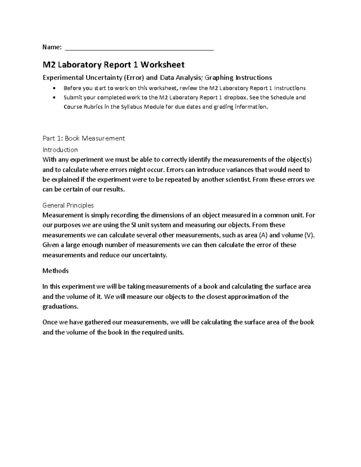 M2.1 Assignment 2 Worksheet - Name: __________________________________________ M2 Laboratory ...