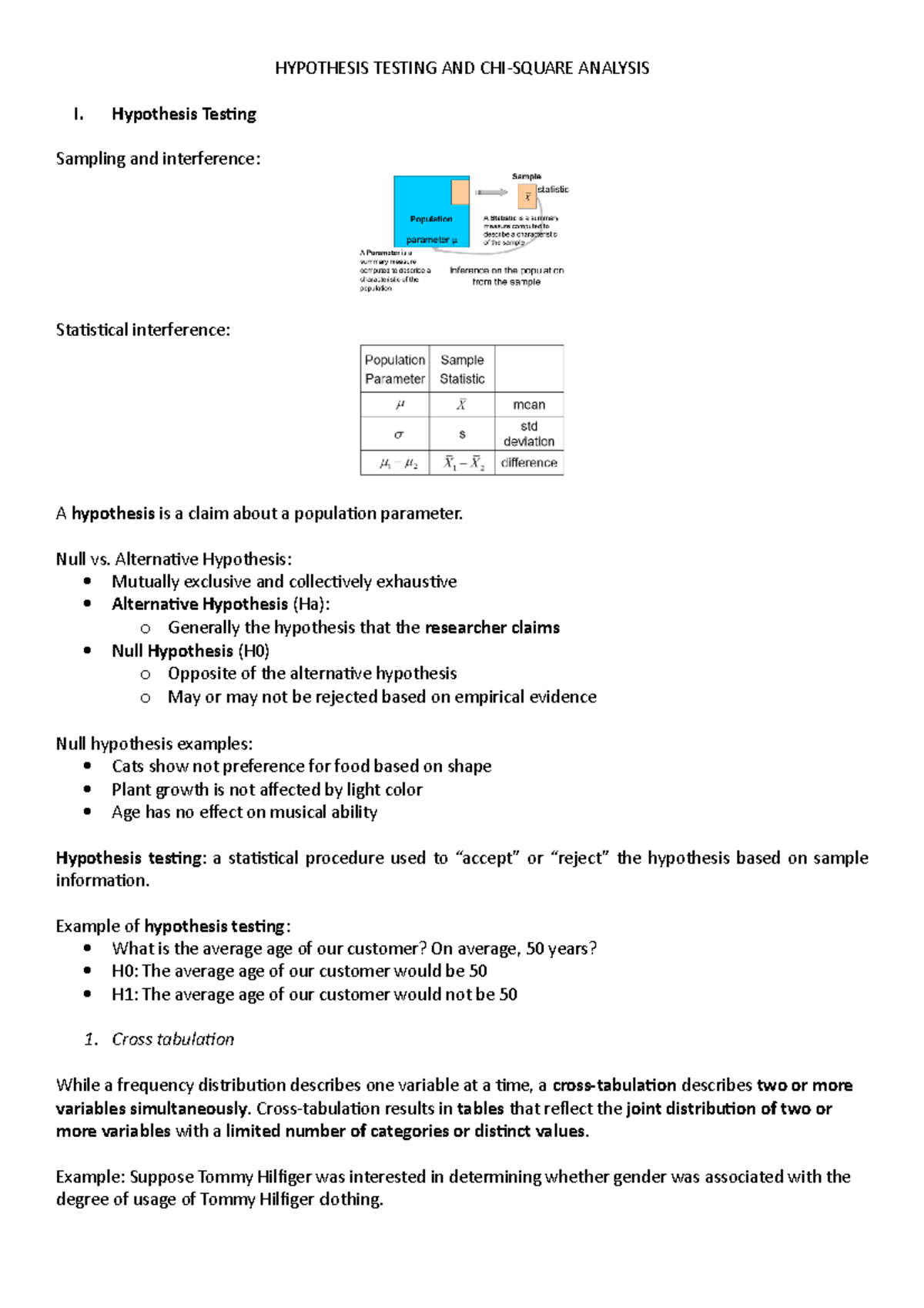 7. Hypothesis Testing AND CHI - HYPOTHESIS TESTING AND CHI-SQUARE ...