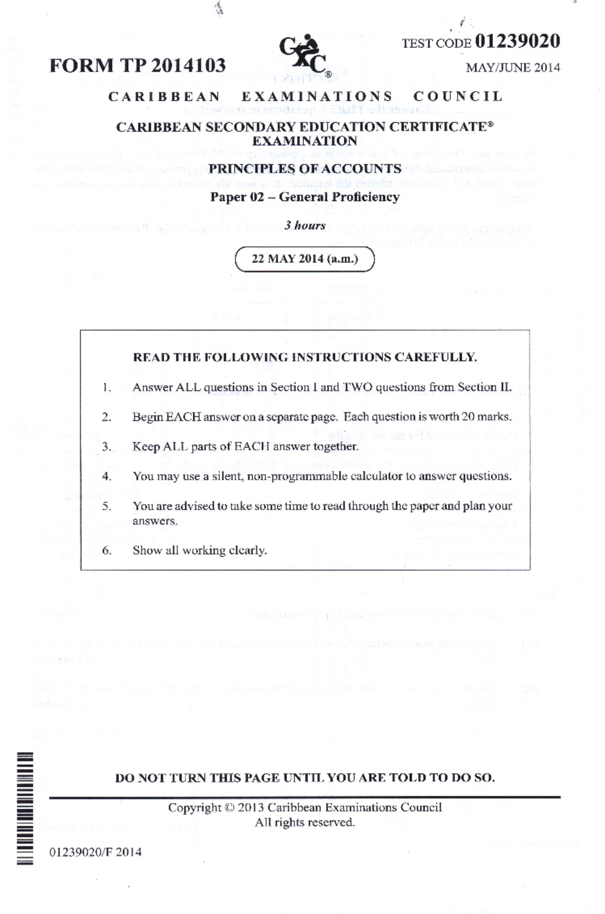 POA May 2014 pdf csec past paper - Audio Visual History - Studocu