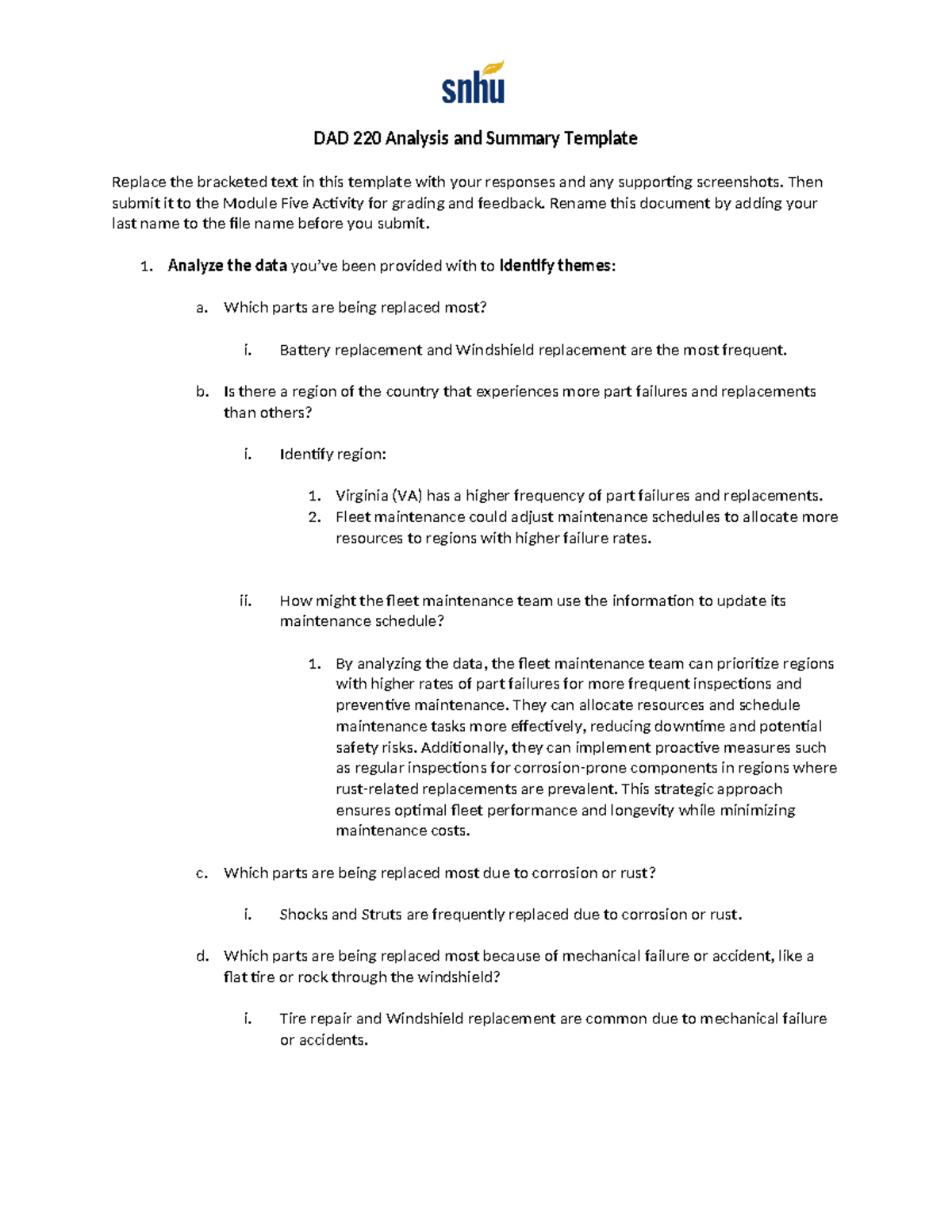 DAD 220 Analysis and Summary - Then submit it to the Module Five ...