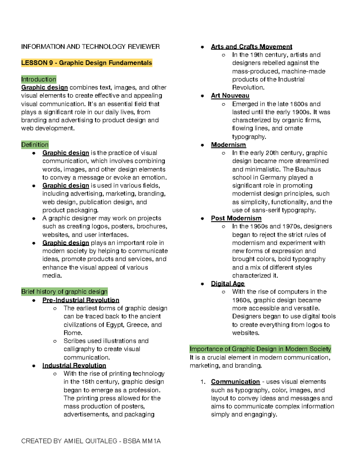 Information Technology Final Reviewer - INFORMATION AND TECHNOLOGY ...