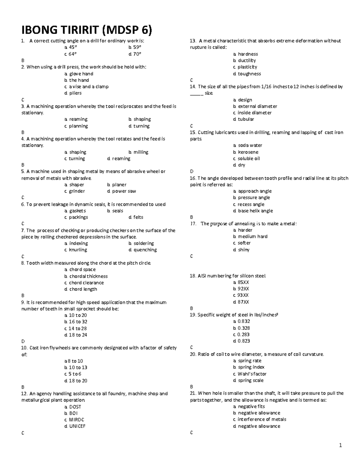 Ibong Tiririt MDSP 6 - Nana - IBONG TIRIRIT (MDSP 6) A correct cutting ...