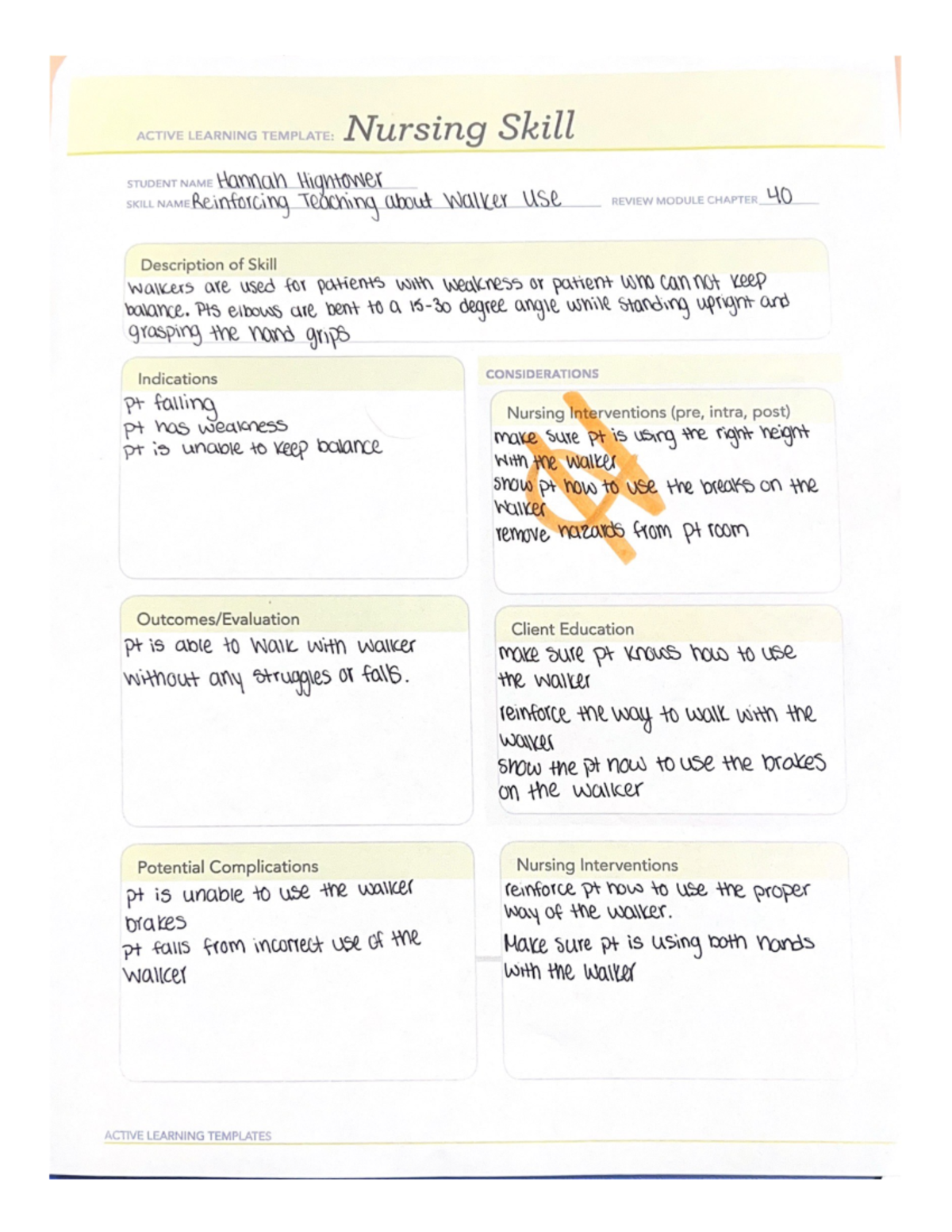 Walker Use Nursing Skill Ati - PNR 122 - Studocu