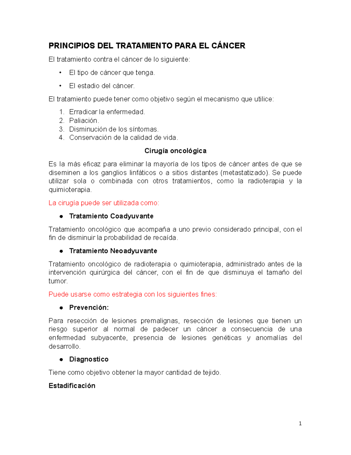 Resumen tratamiento cáncer - PRINCIPIOS DEL TRATAMIENTO PARA EL CÁNCER ...
