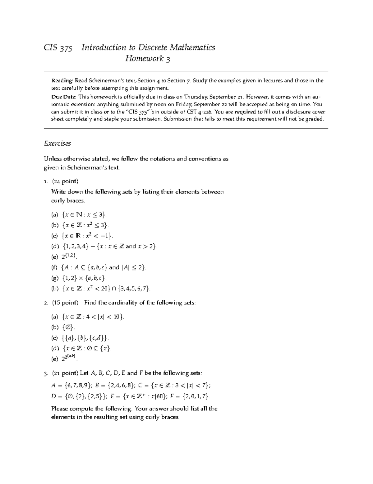 Hw03-w-cover - Homework 3 Discrete Mathematics Profesor : Andrew Lee ...