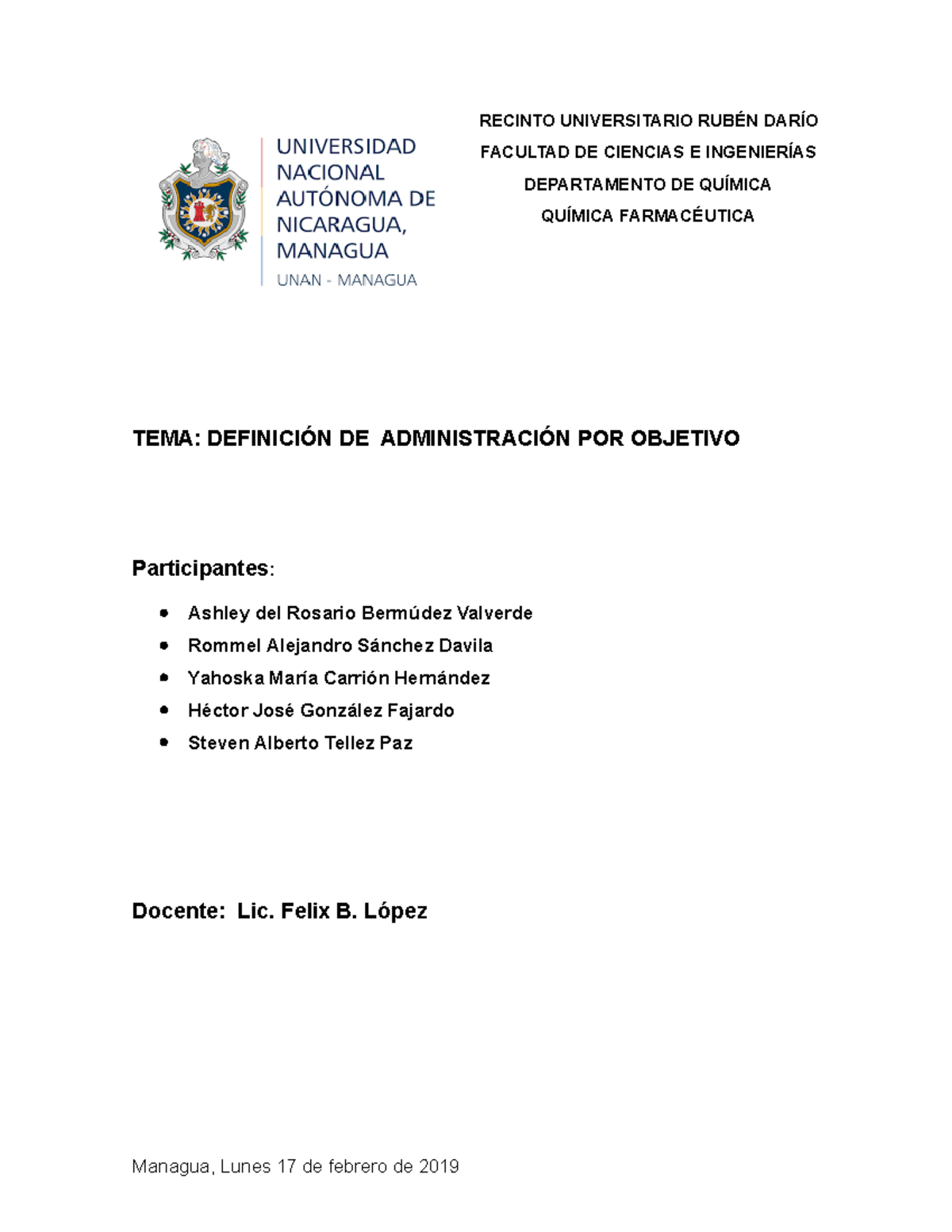 Definición de adm por objetivo - RECINTO UNIVERSITARIO FACULTAD DE ...