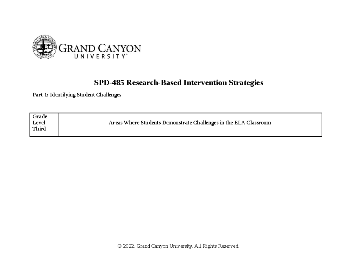 SPD-485 RS T3 SPD 485 Research Based Intervention Strategies - SPD-485 Research-Based ...