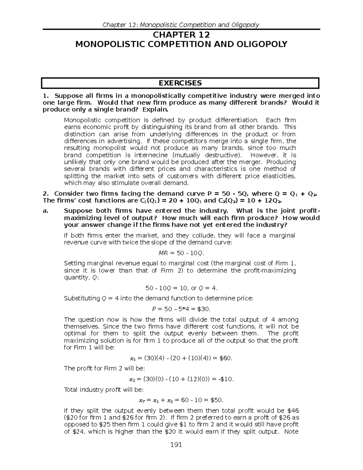 Pindick, Microeconomics Solution Ch.12 - CHAPTER 12 MONOPOLISTIC ...