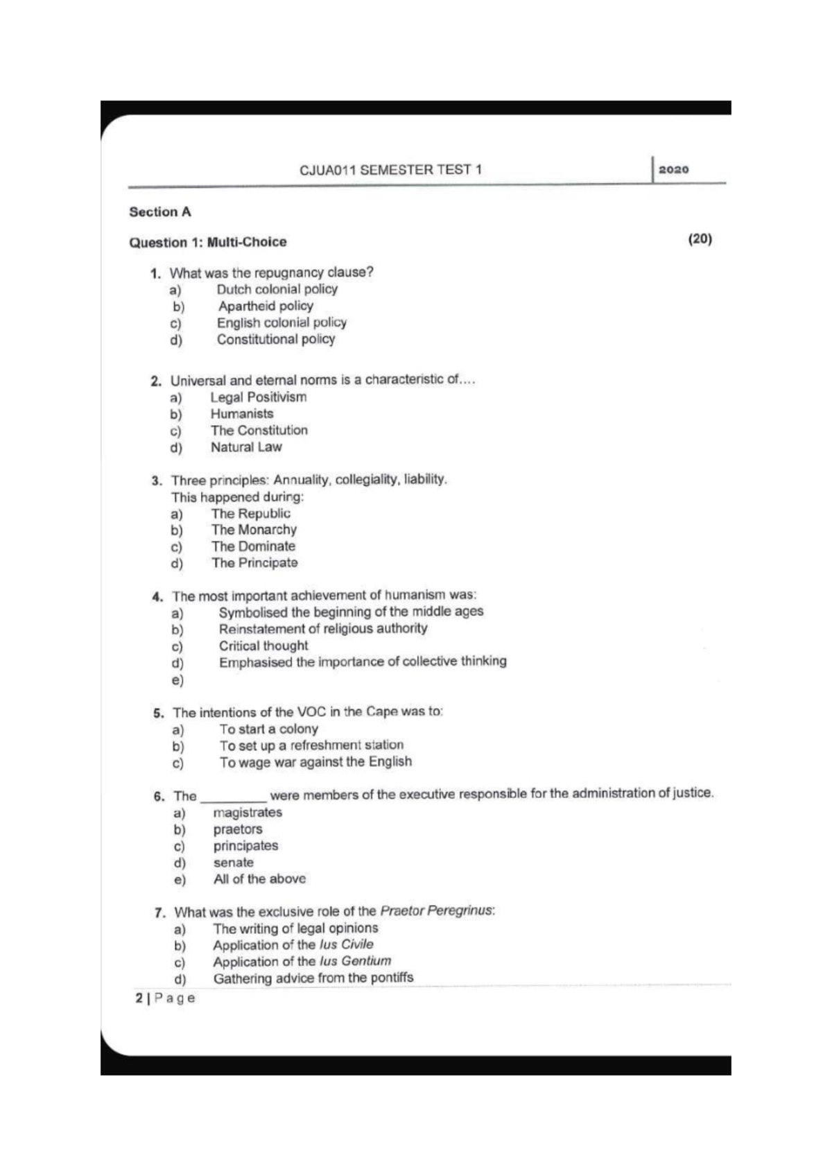 Multiple choice Questions - Cjua011 - Studocu