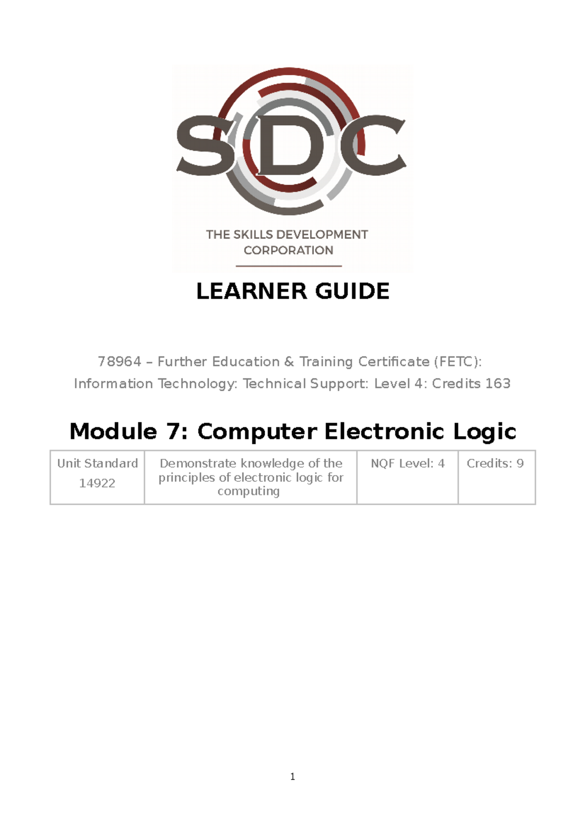 LG IT-TS4 Module 7 Computer Electronic Logic v - LEARNER GUIDE 78964 ...