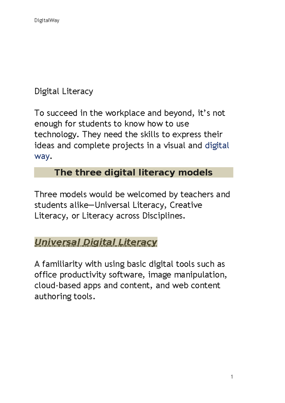 WRDProject 2S-Start File-227231732 - Digital Literacy To succeed in the ...