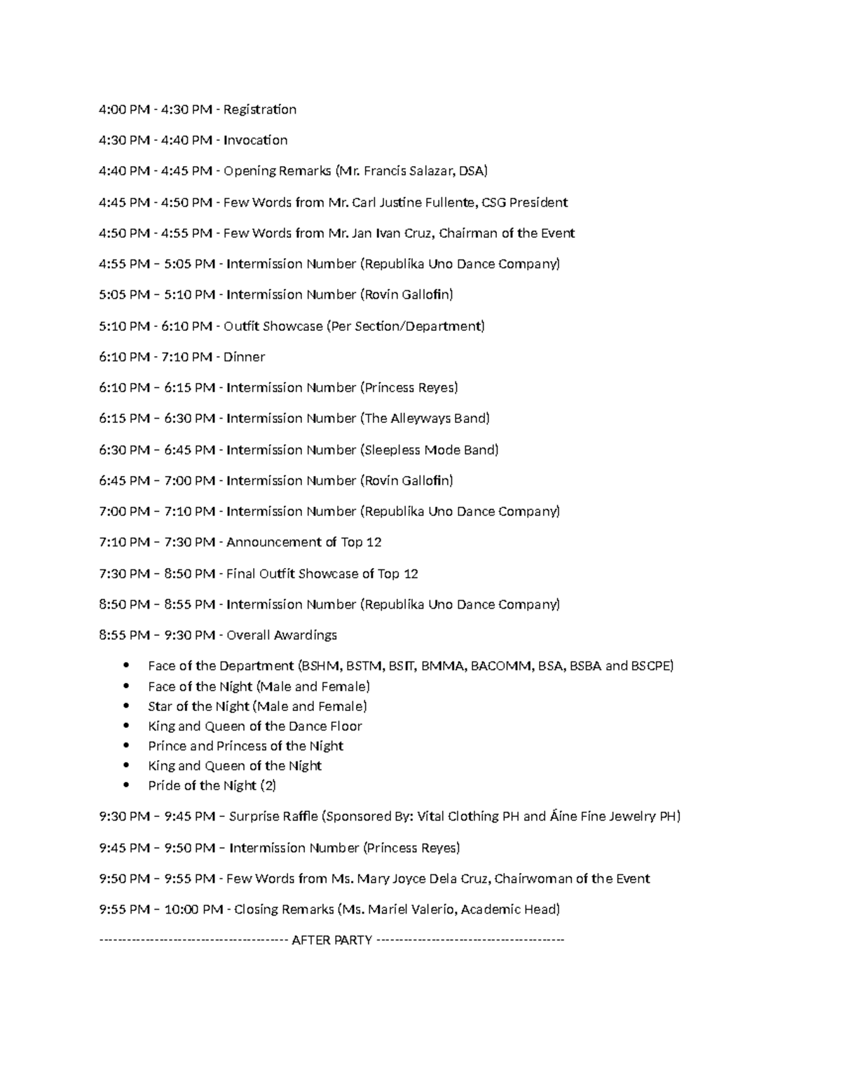 Program FLOW STI BALL Tertiary - 4:00 PM - 4:30 PM - Registration 4:30 ...