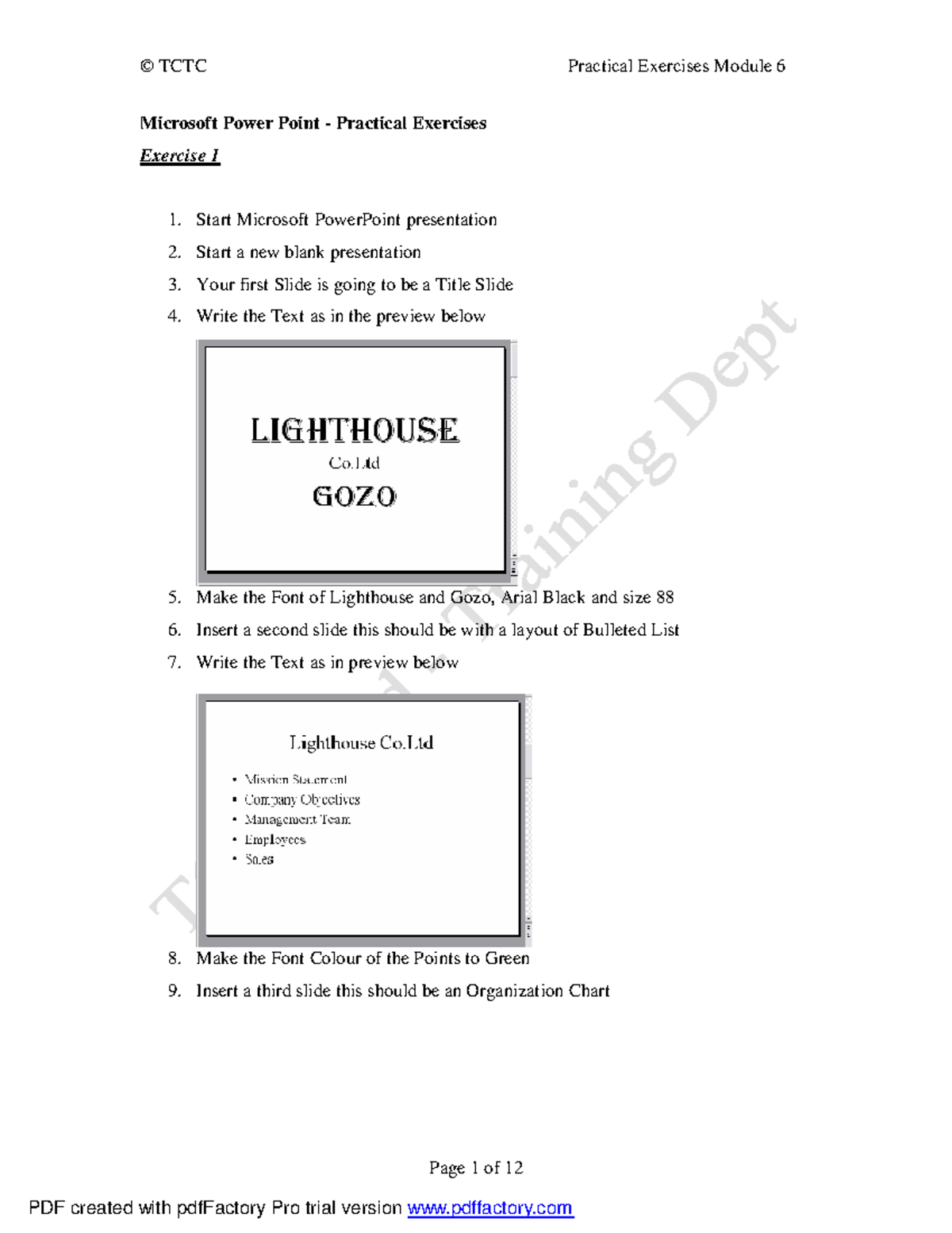 TCTC Practical Exercises Module 6 Micros - Page 1 of 12 Microsoft Power ...