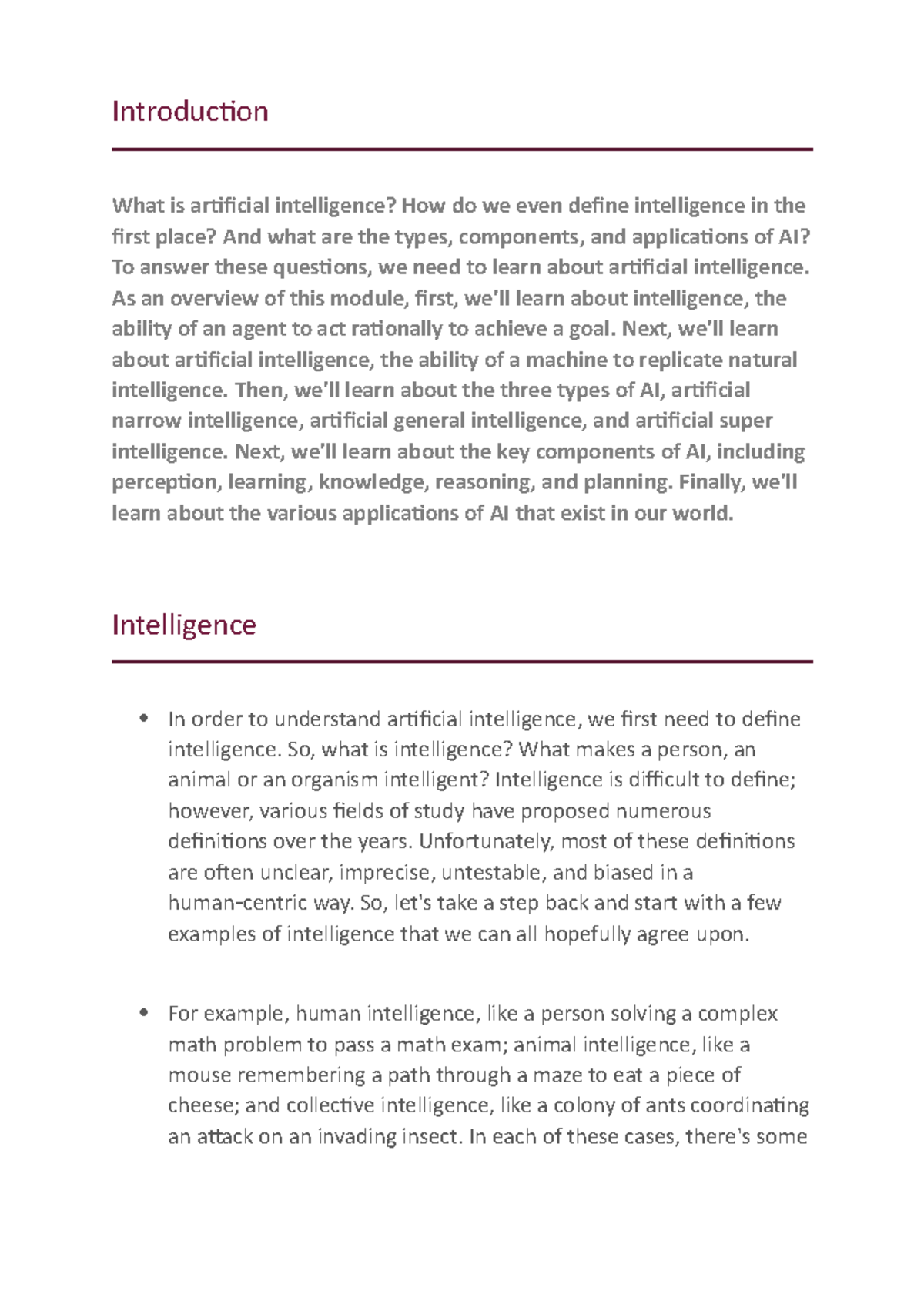 Introduction to AI - Introduction What is artificial intelligence? How ...