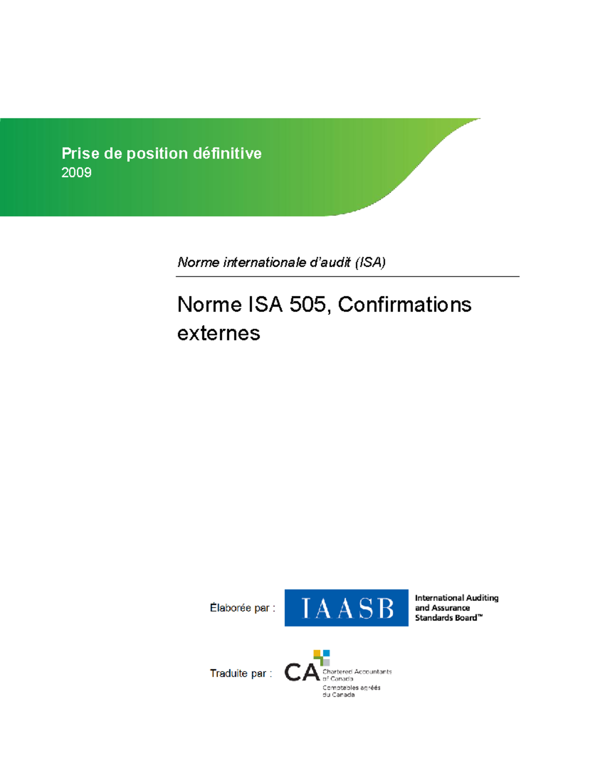 NCA 505 - NORME NCA - IFAC Board Norme internationale d’audit (ISA ...