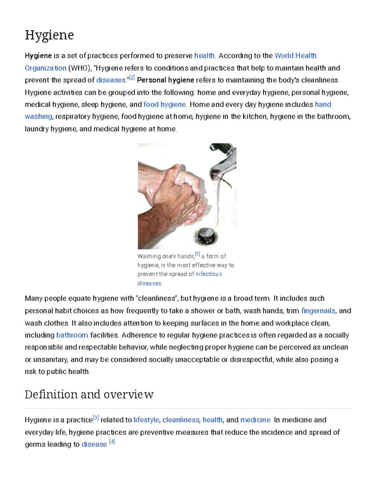 Hygiene - Wikipedia - Helth - Hygiene Hygiene is a set of practices ...